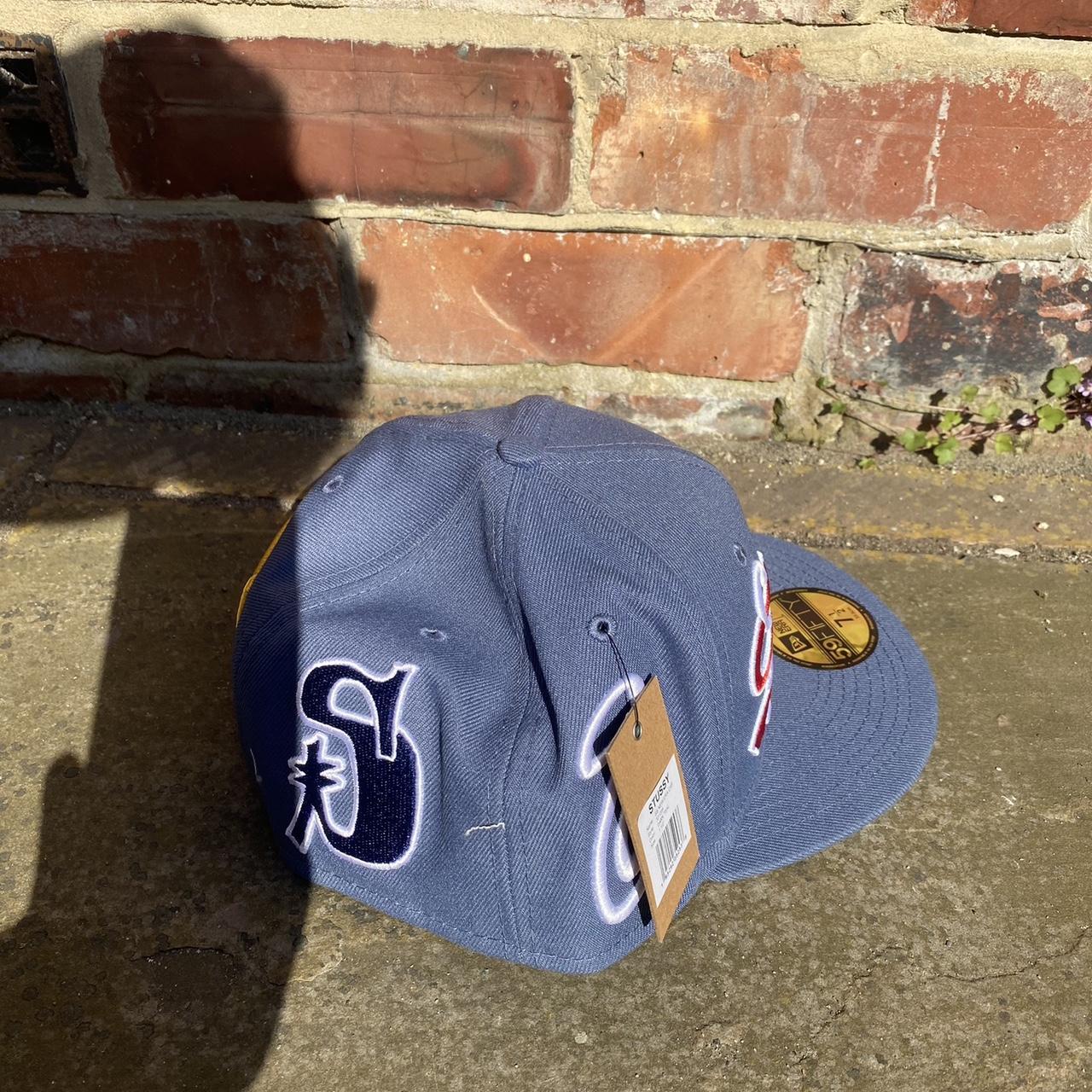 Stüssy Men's Blue and Yellow Hat | Depop