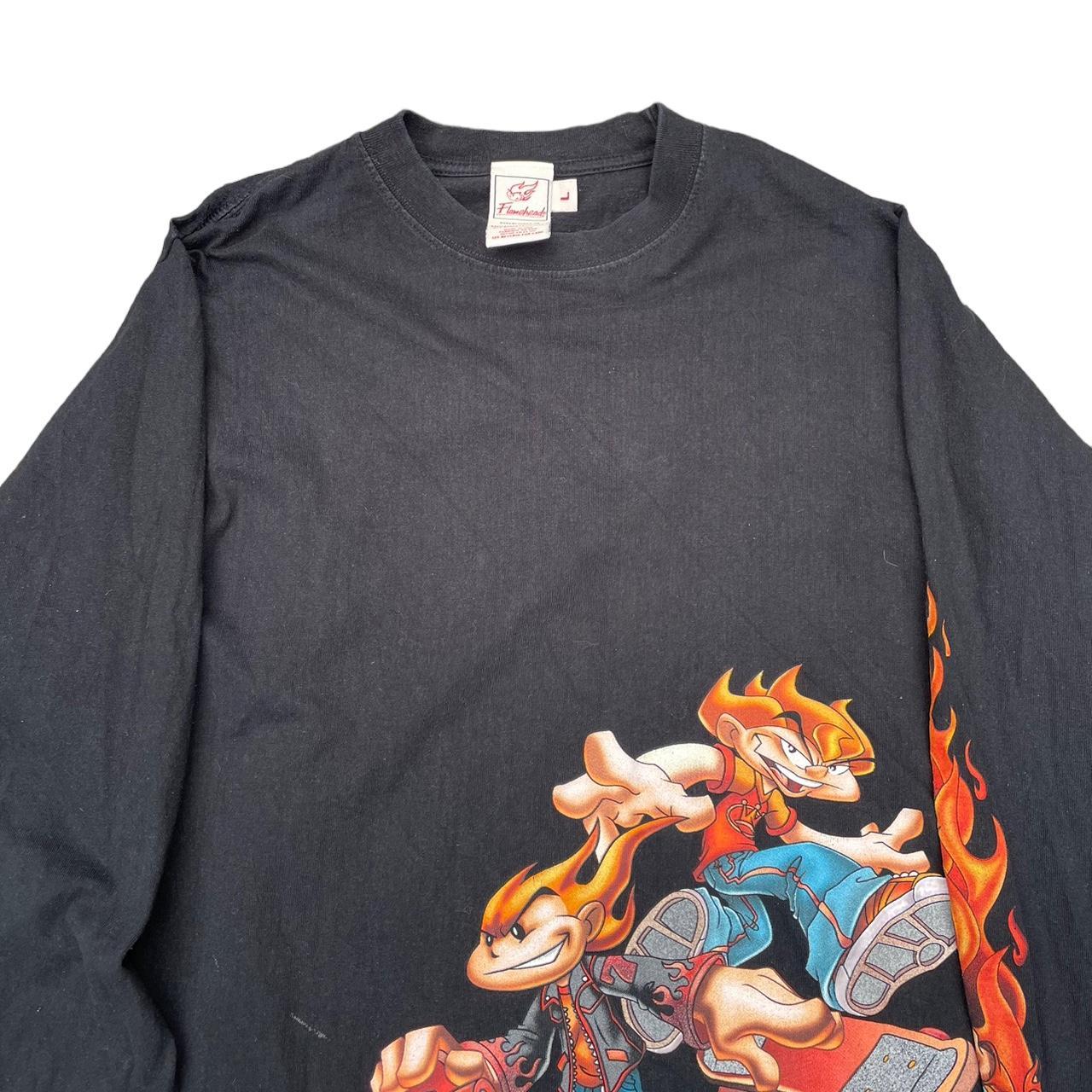 2000s JNCO Flamehead T-shirt Crazy y2k graphic on... - Depop