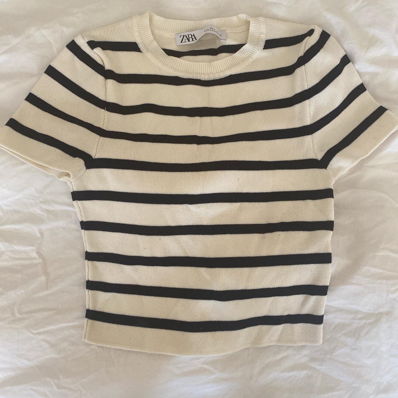 Zara Crop Top Zara Knitted Crop Top Zara Stripy Top Depop