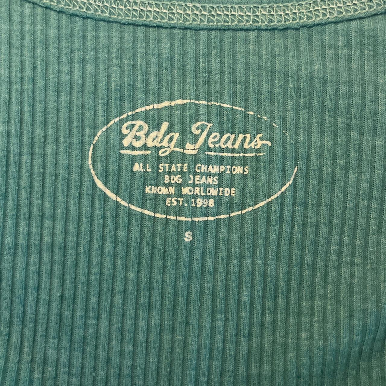 Teal turquoise basic round neck ribbed tank top,... - Depop