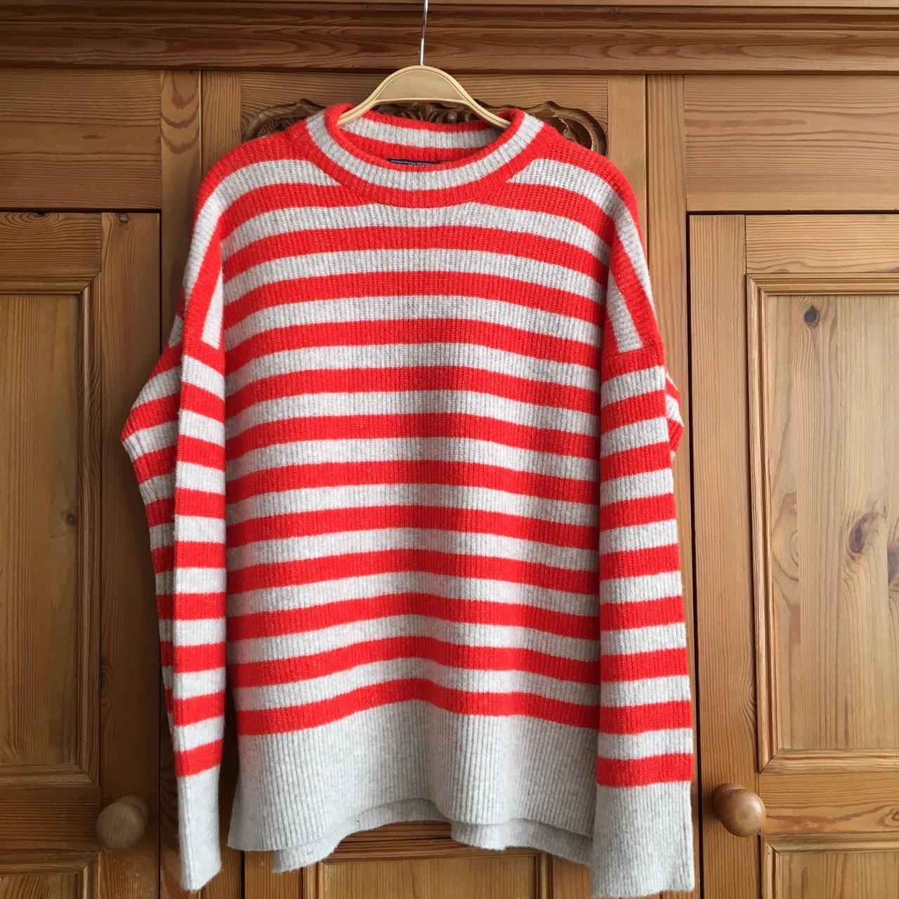 Classic JOULES knitted jumper in orange and oat... - Depop