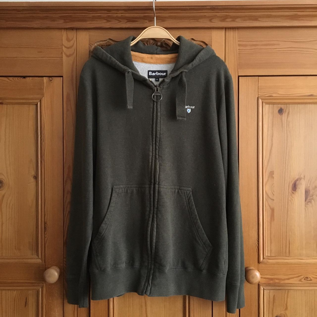 Men’s Barbour khaki green zipper, 100% cotton, v... - Depop
