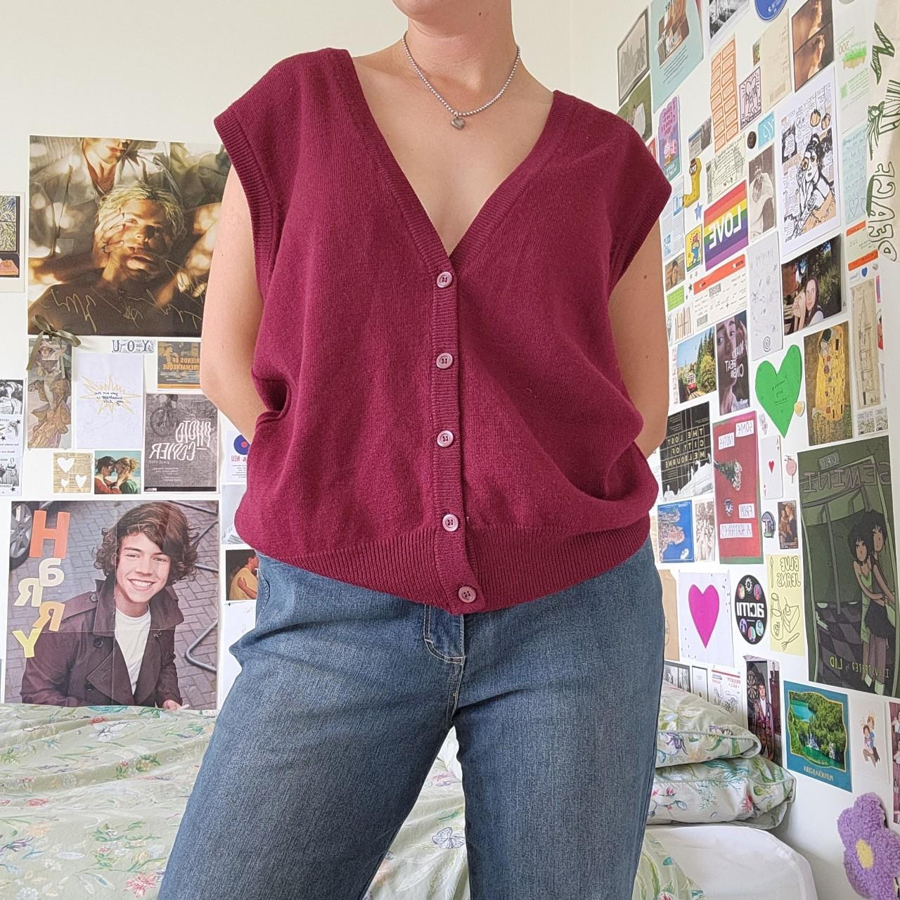 slater vintage red vest ☆ no size labelled and... - Depop