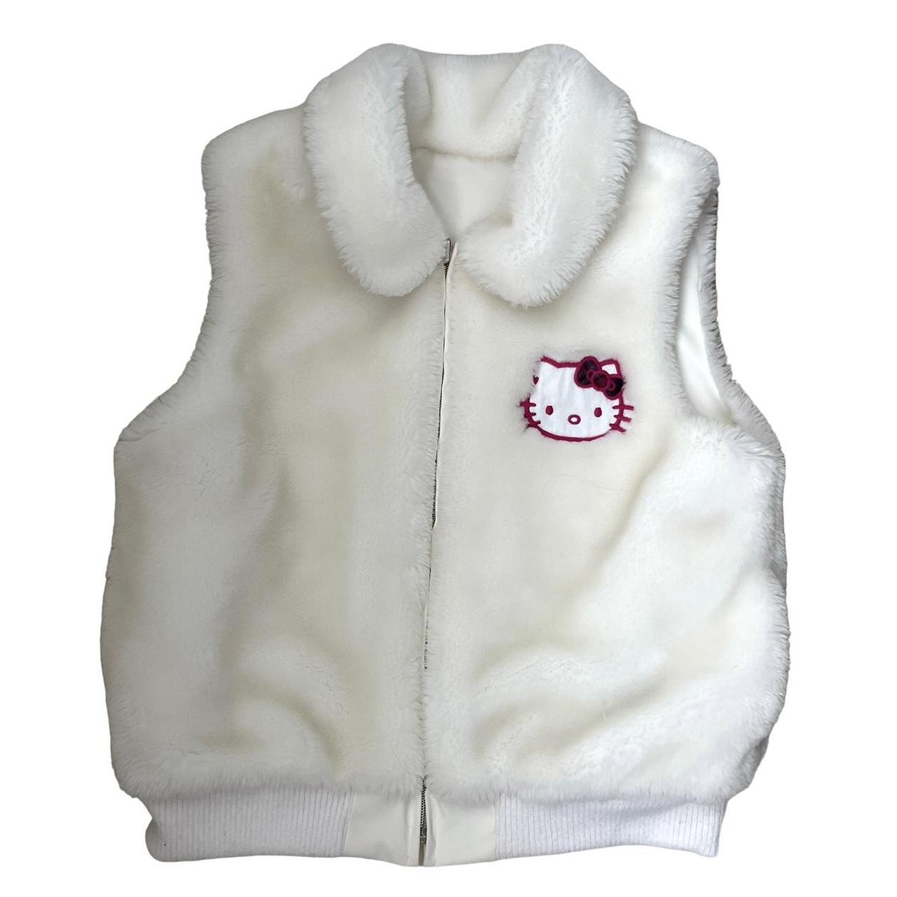 White Hello Kitty Sanrio Fur Winter Vest Size... - Depop