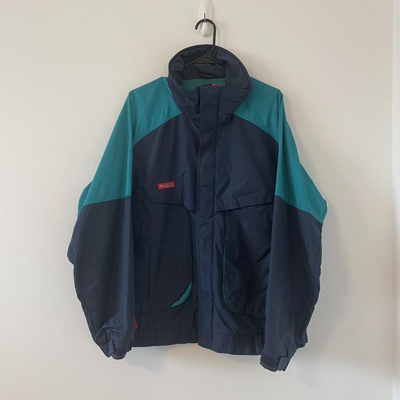 Vintage 90s Columbia Powder Keg jacket. Clean navy... - Depop