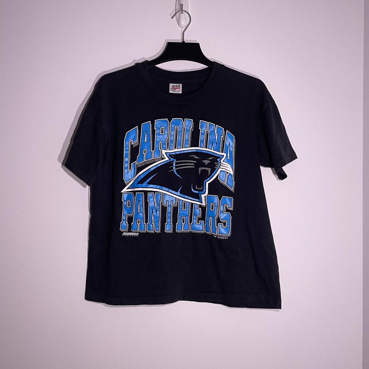 Vintage 1990s Carolina Panthers short sleeve... - Depop