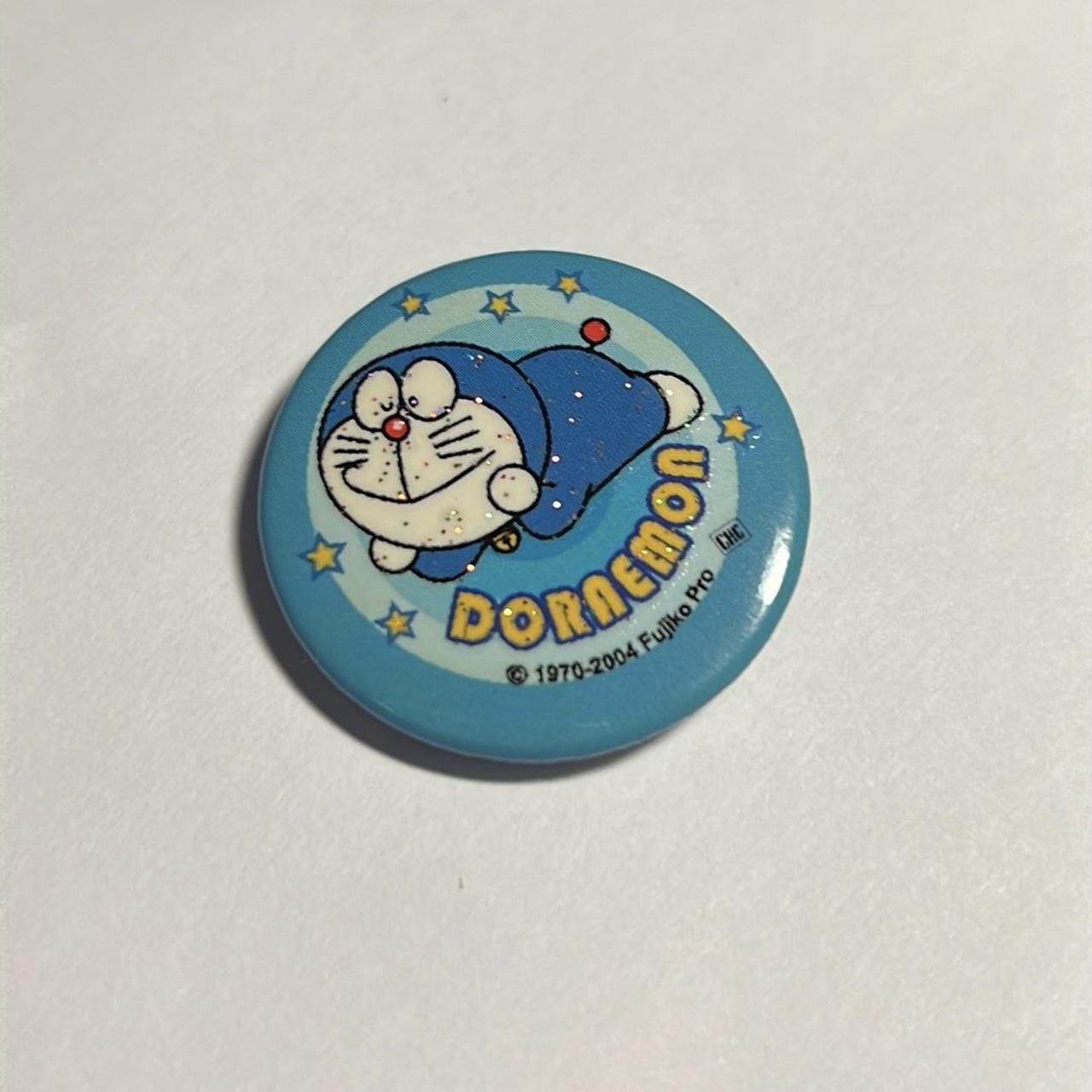 Cute doraemon round metal button pin brooch Adorable... - Depop