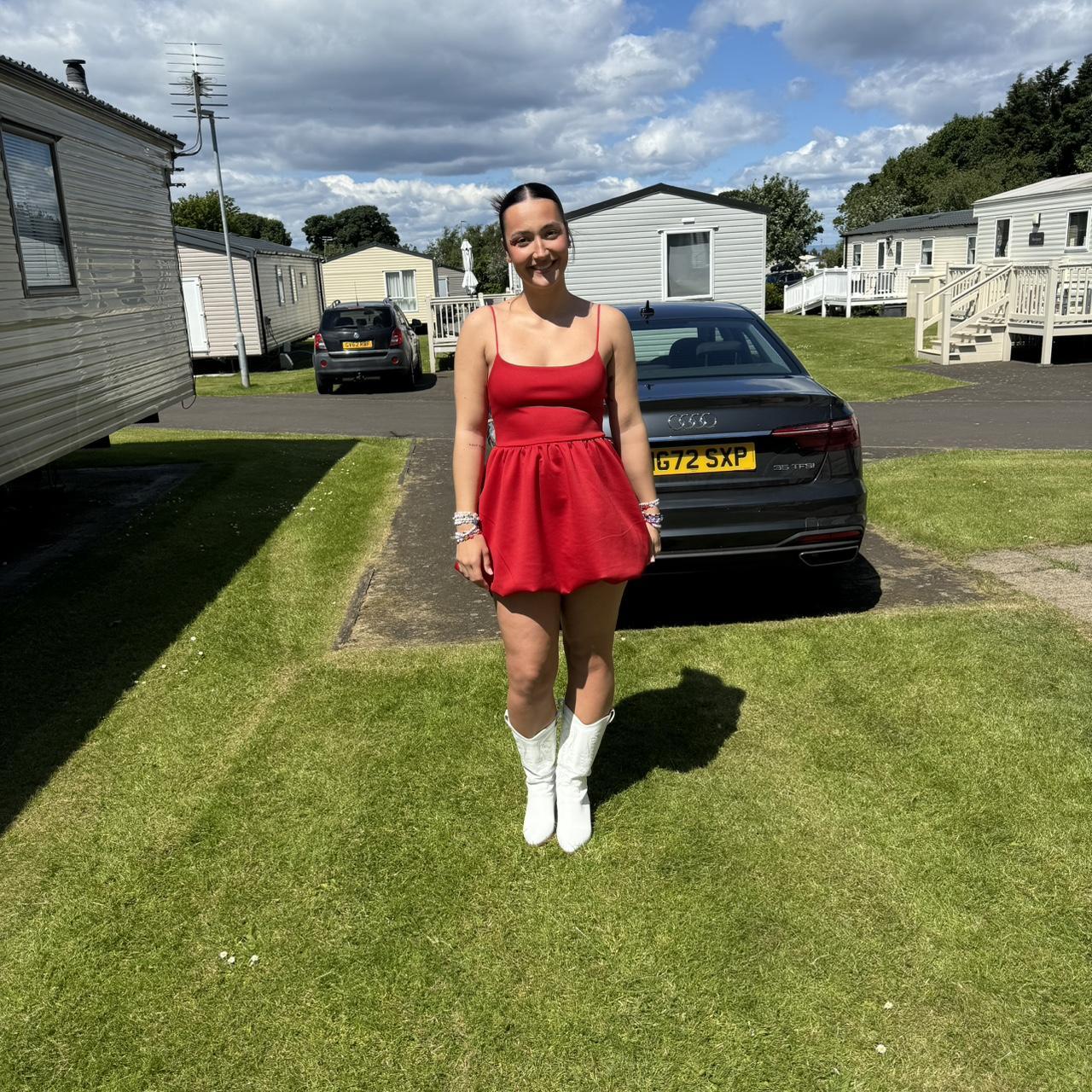 Gorgeous red plt dress, super comfy and stretchy.... - Depop