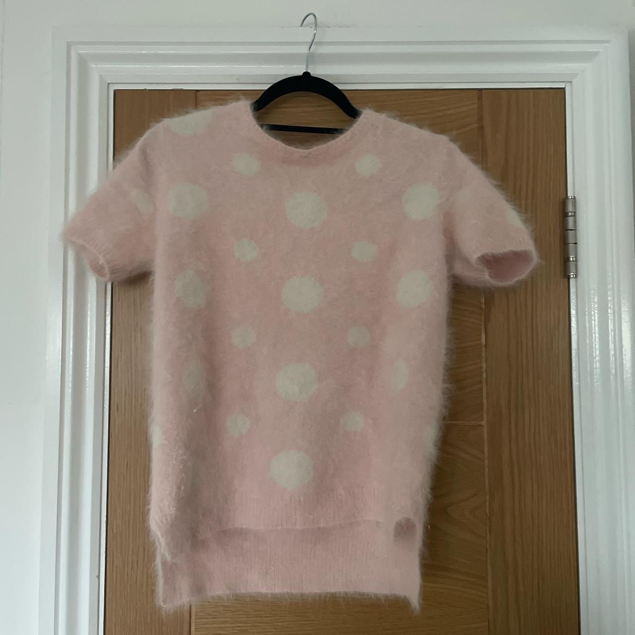 Karen Walker fluffy angora jumper/top. Pale baby... - Depop