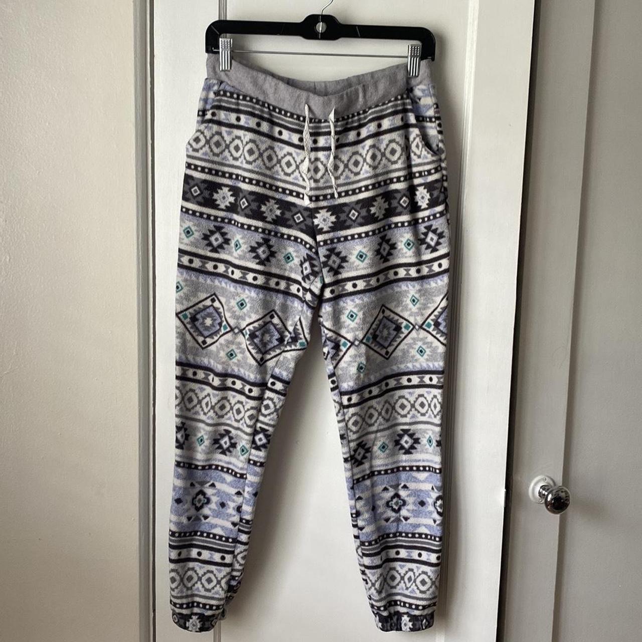 Comfy blue and white Aztec print sweatpants... | Depop