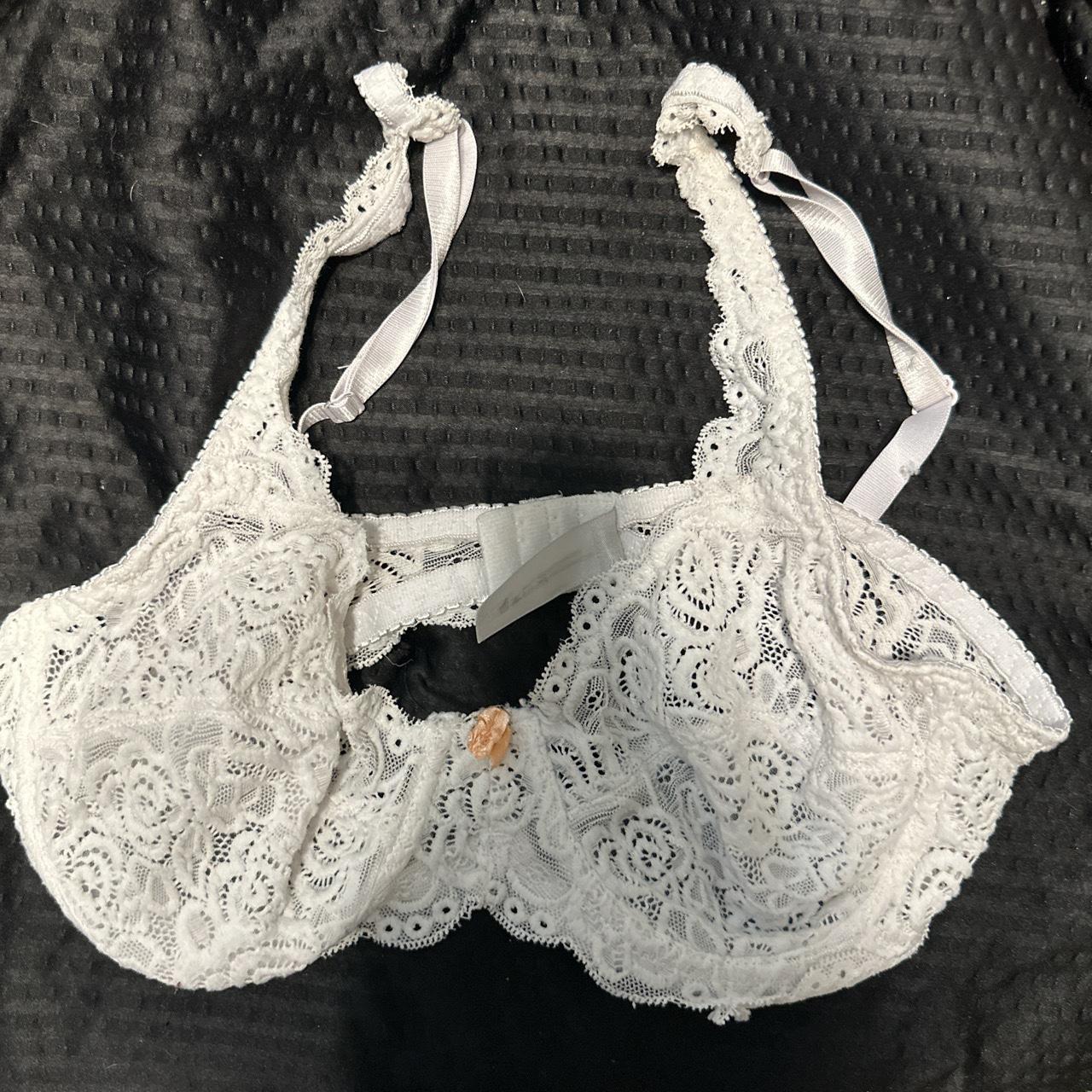 Sophie b vintage white coquette laced bra with bow... - Depop