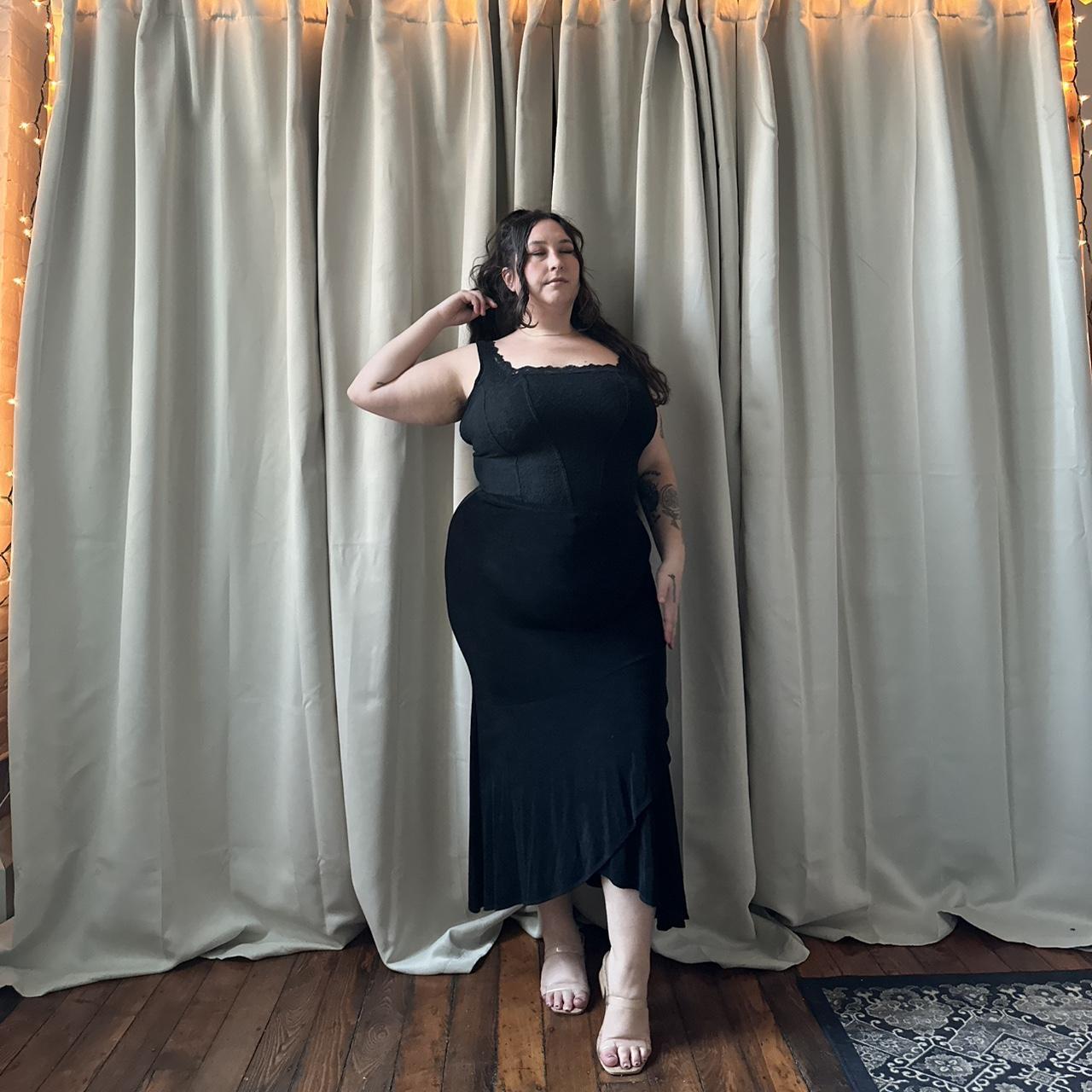 2000s Sybelle Black Slinky Midi Dress. Mermaid Fit.... | Depop