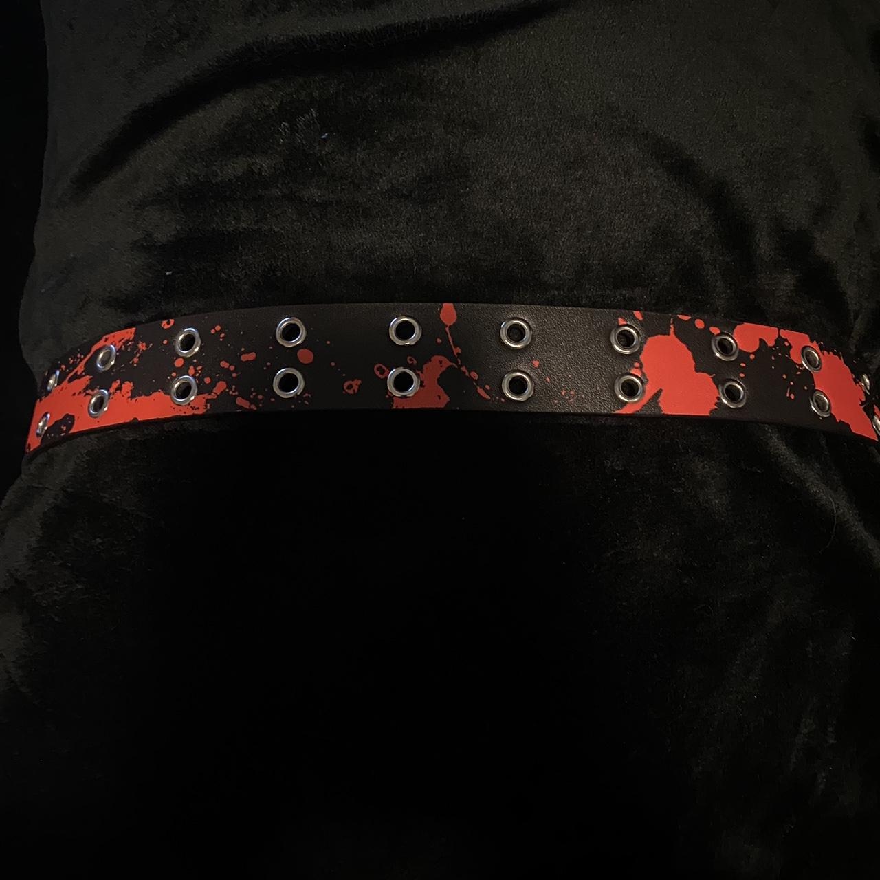 BLOOD SPLATTER GROMMET BELT size 38, but the last... - Depop