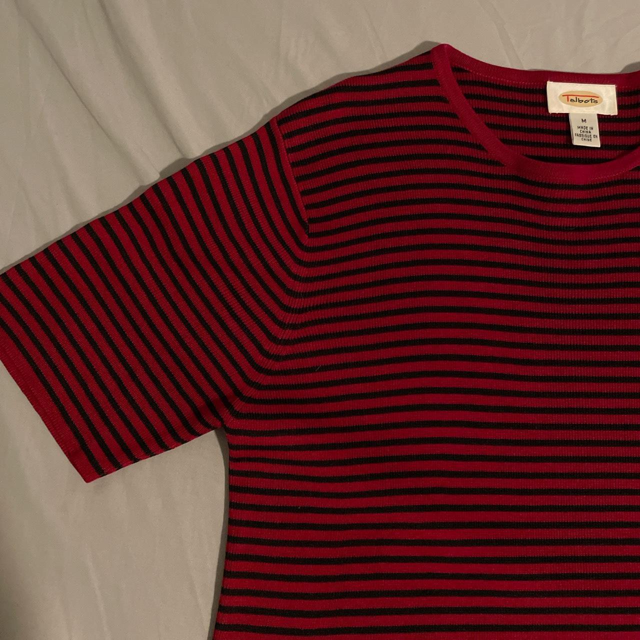 oversized red and black striped t shirt size... - Depop
