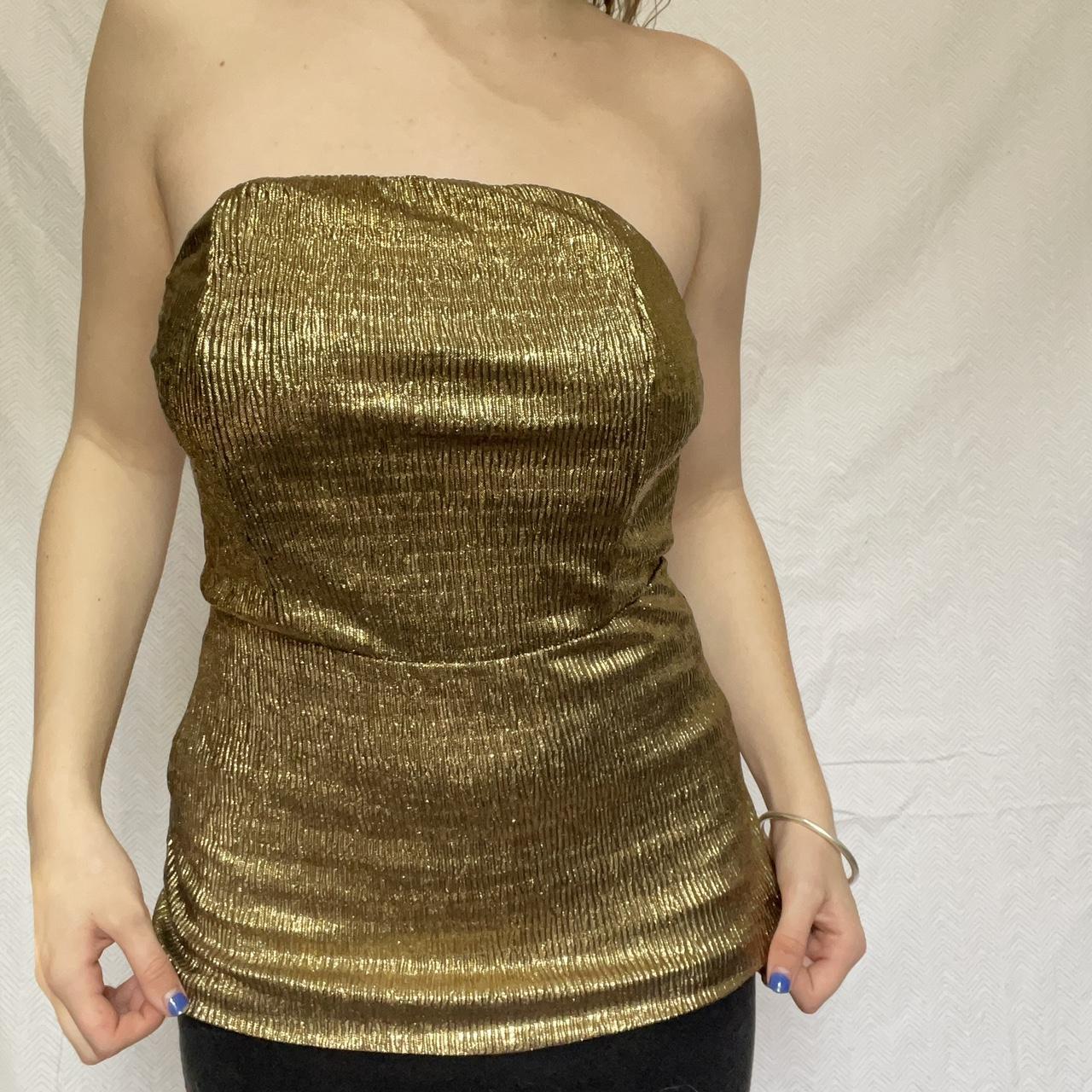 Gold Shimmery strapless top Really pretty and... - Depop