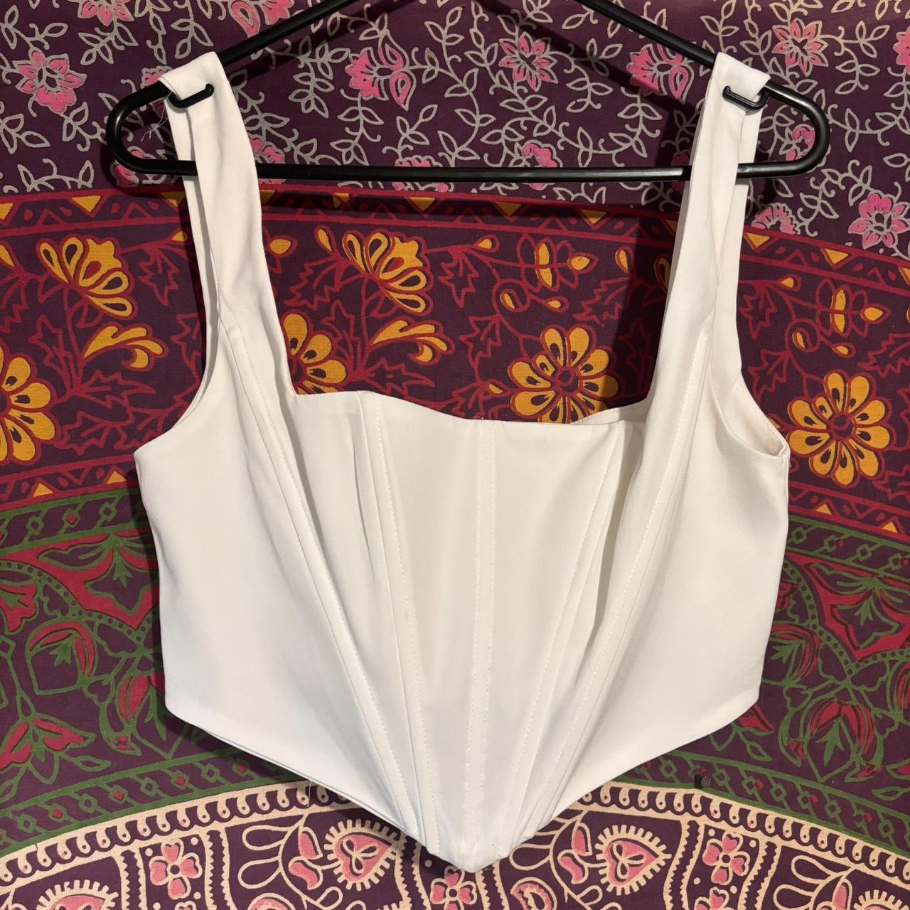 White corset top Zip in the back Brand who i am... - Depop