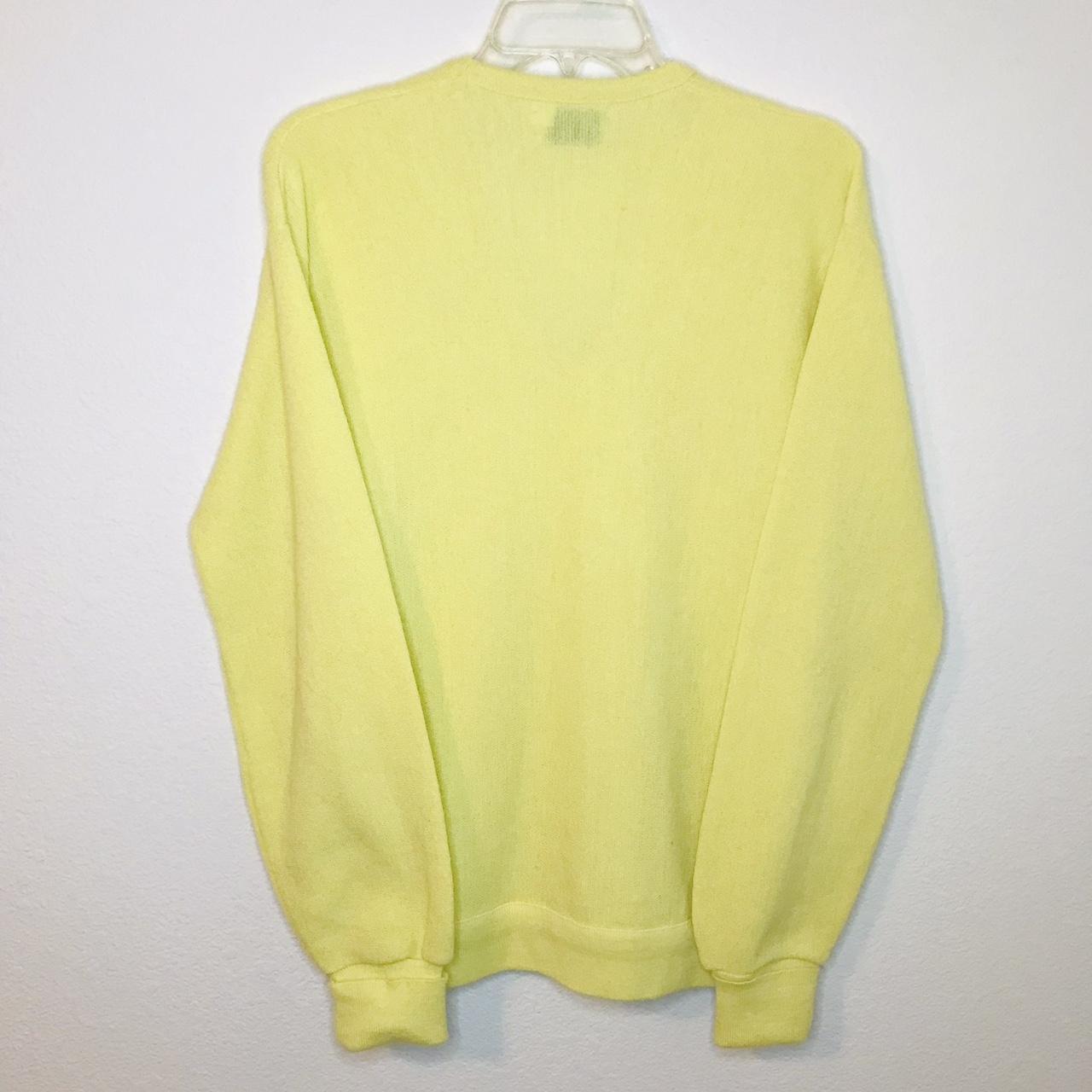 Vintage Izod Lacoste Lemon Yellow Deep V Neck Long... - Depop
