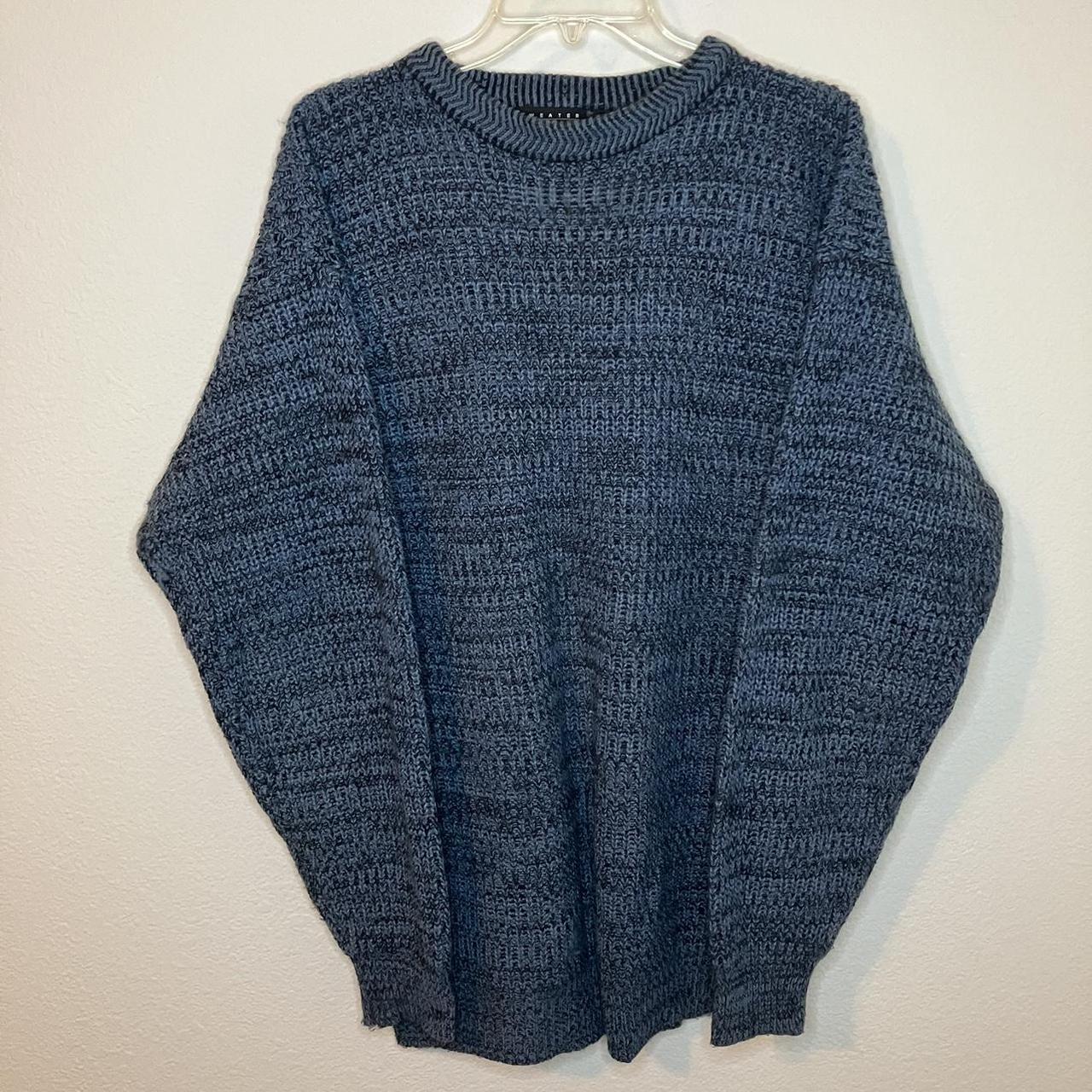 Sweater Graphix Blue Vintage Long Sleeve Speckled... - Depop