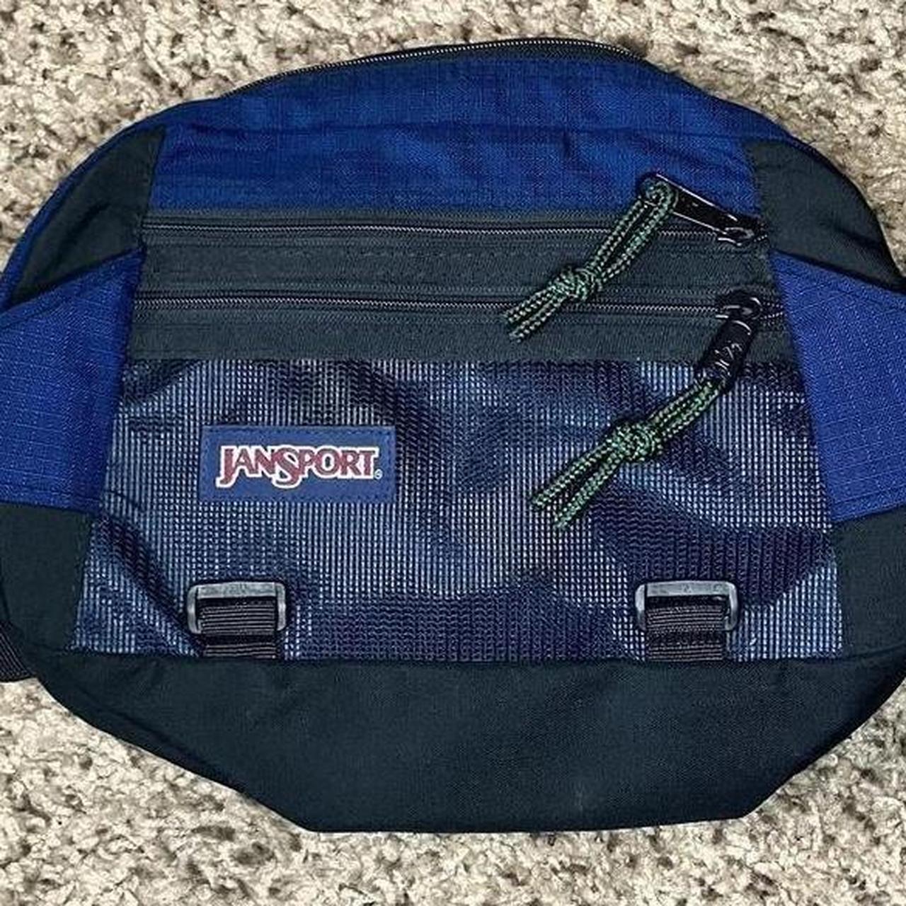 Vintage Retro Jansport Blue Black And Green Fanny... | Depop