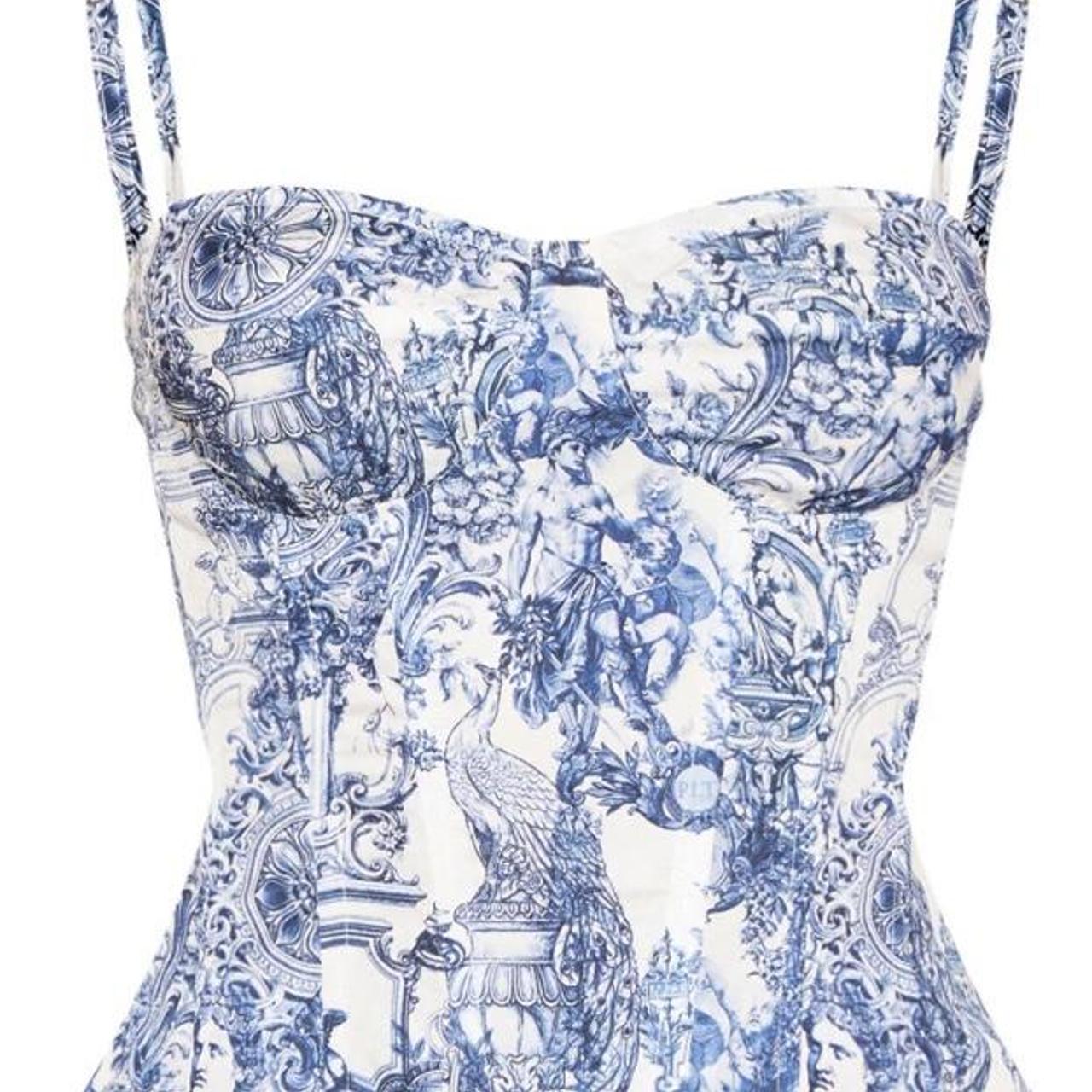 pretty little thing, blue corset top! Size small... - Depop