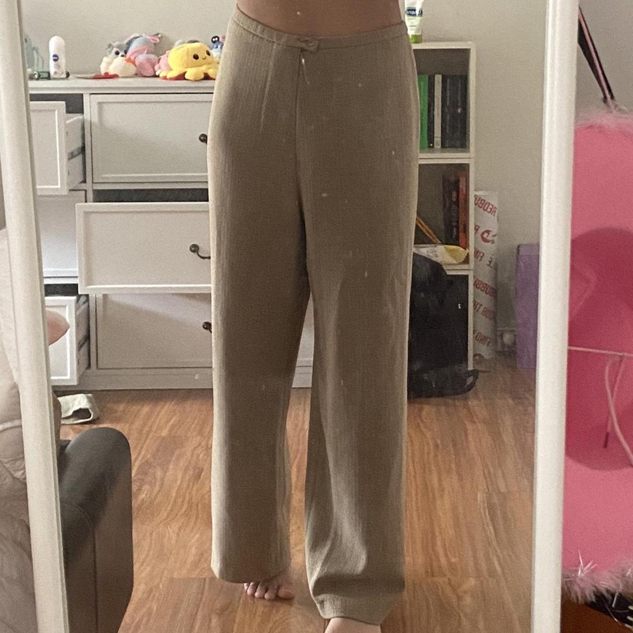 beige high rise dress pants perfect for the... - Depop
