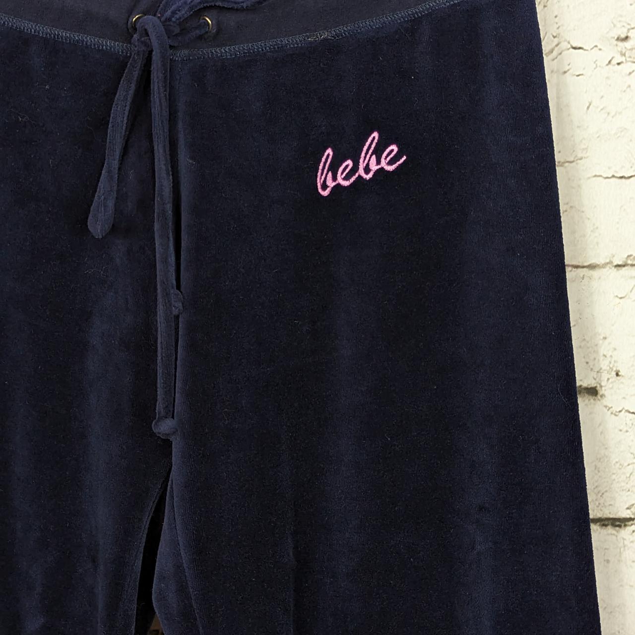 BEBE Velour Low-Rise Embroidered Logo Lounge Track... - Depop