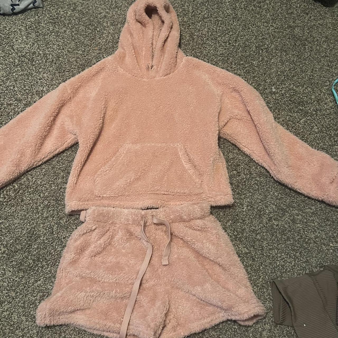 fuzzy pajama set super soft and cute size small #pjs... - Depop