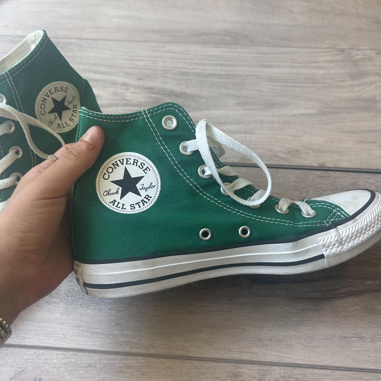 forest green converse- minimally worn- women’s size... - Depop