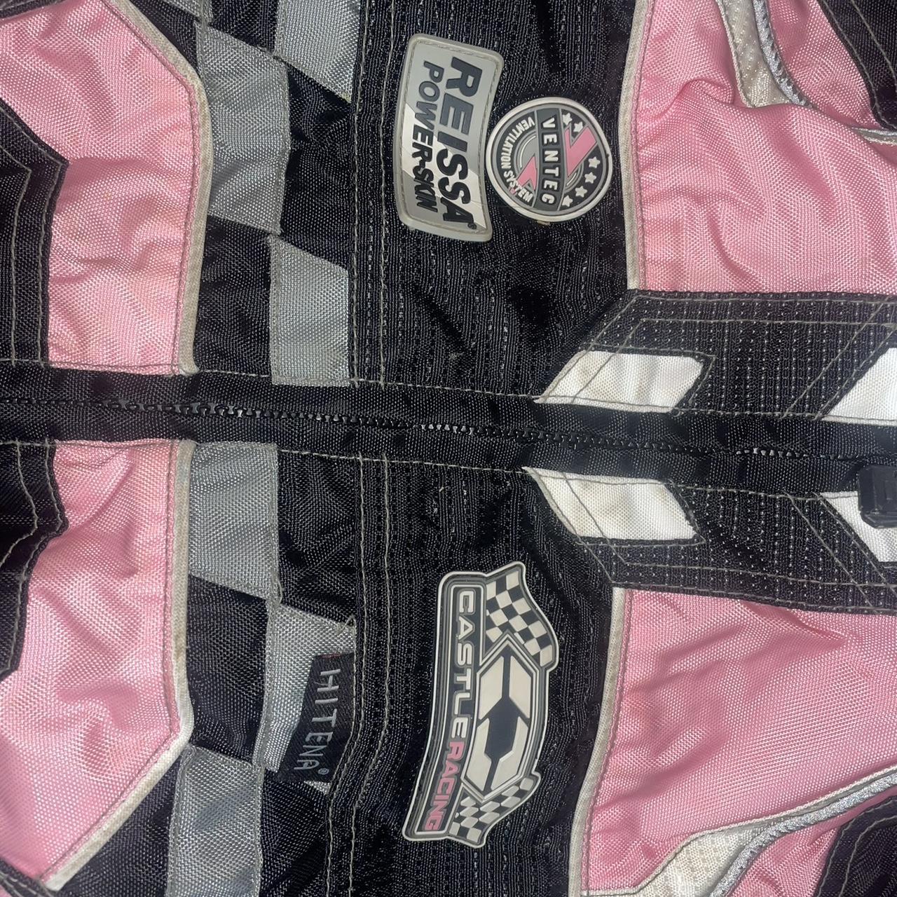 Castle racing moto jacket pink and black insane... - Depop