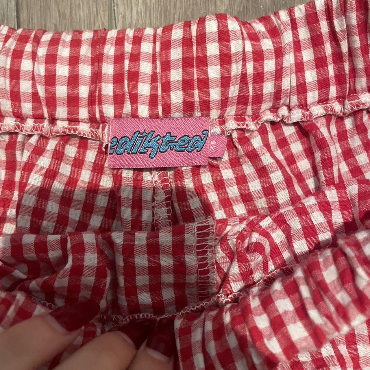 Edikted red and white gingham shorts size XS - Depop