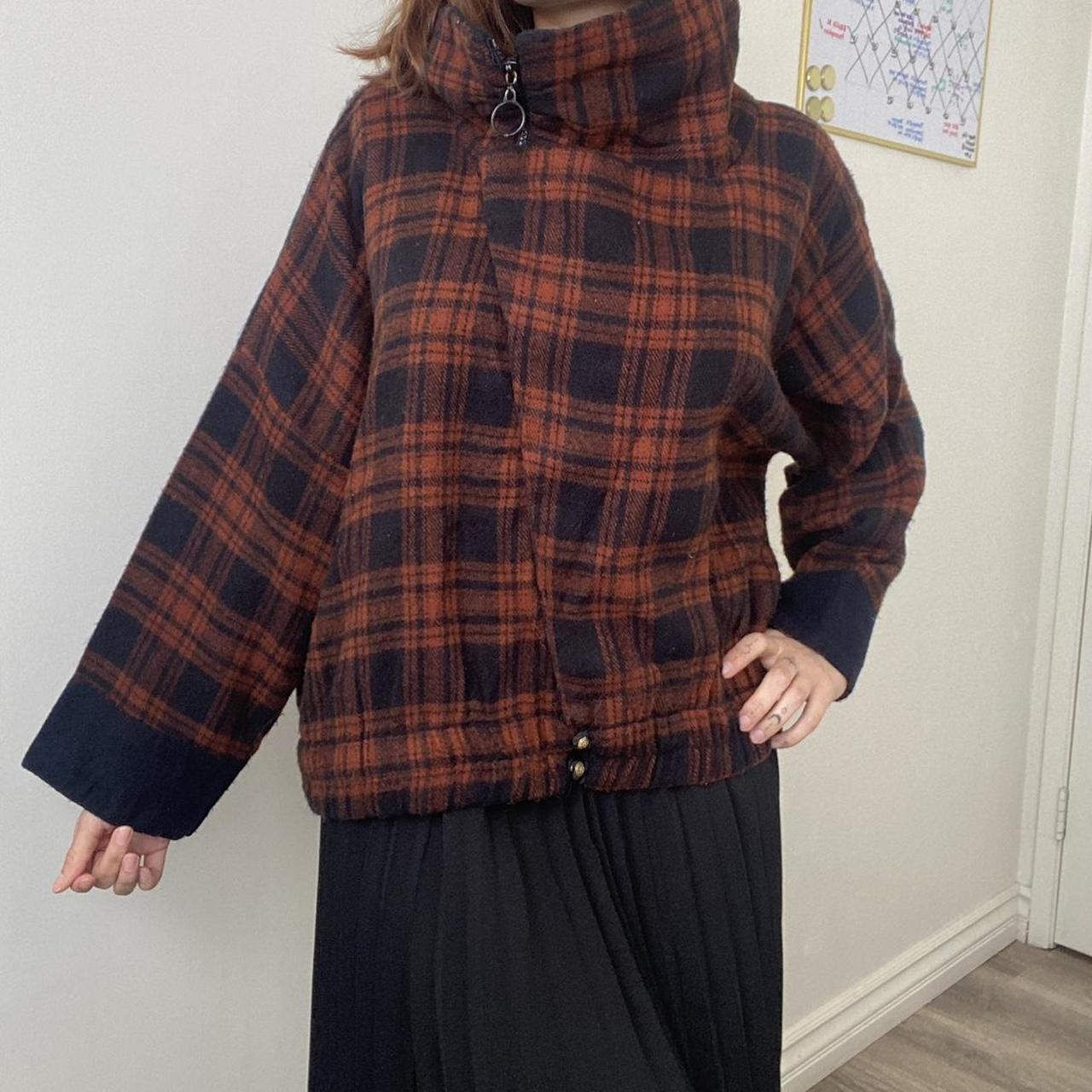 Vintage plaid button up light jacket Colors in the... - Depop