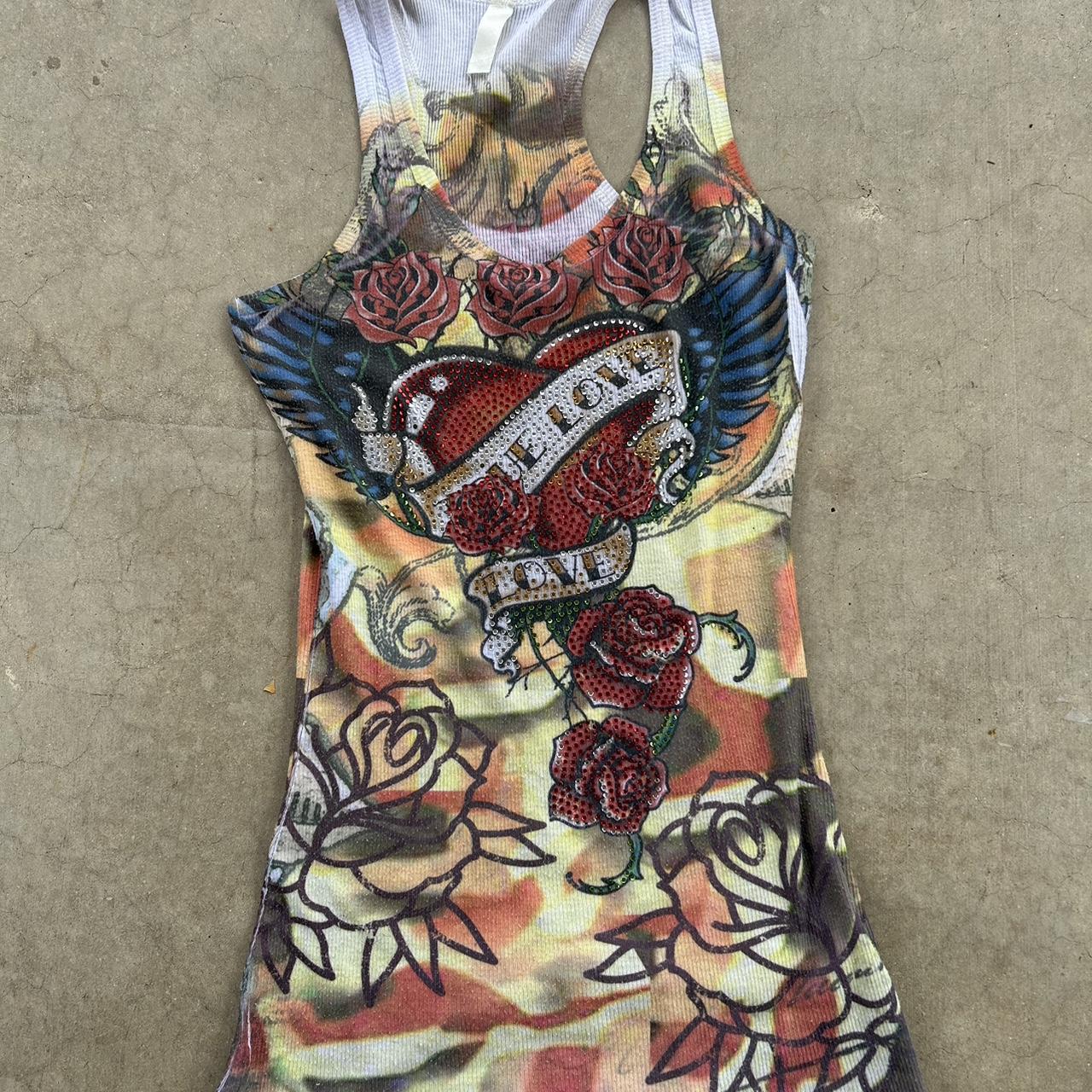Vintage Y2K Ed Hardy Style “True Love” Rockstar Tank... - Depop