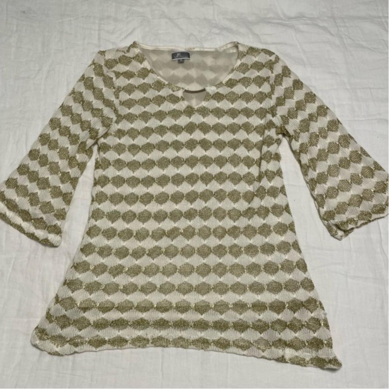Gold & White Diamond Pattern Tunic Macy's JM... - Depop