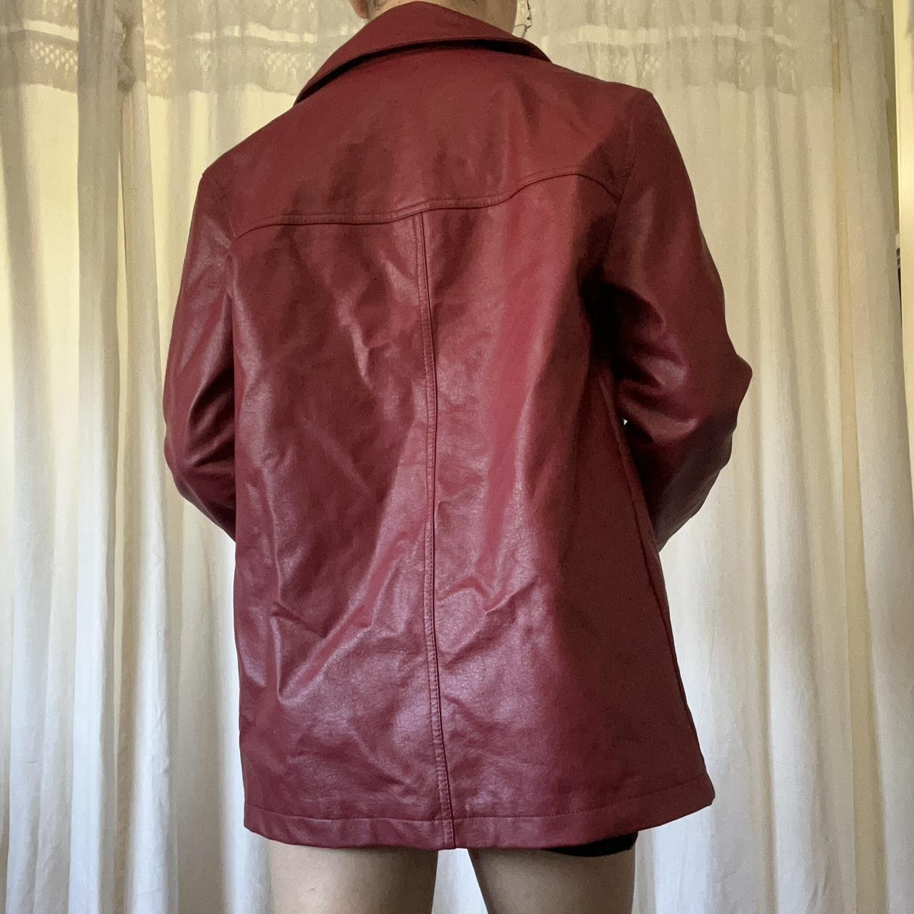 red leather jacket from garage size xs lightly worn... - Depop