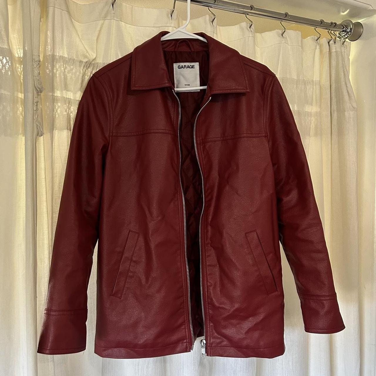 red leather jacket from garage size xs lightly worn... - Depop