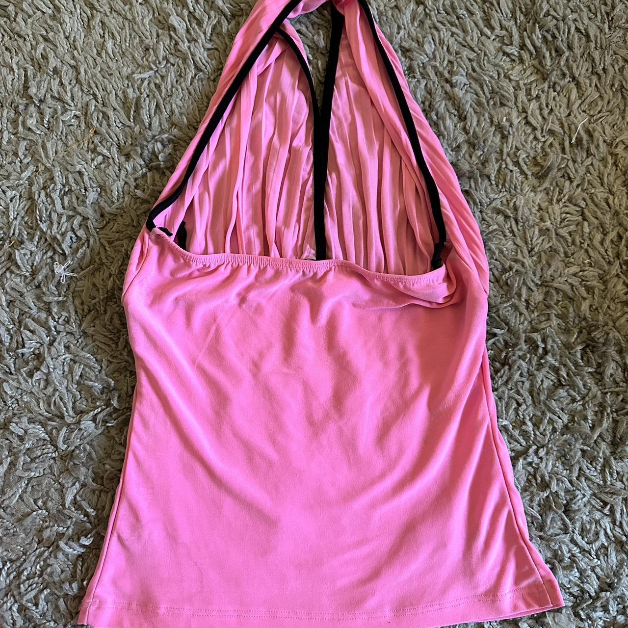 ♡PINK HALTER TOP ♡ Early 2000s bright pink halter... - Depop