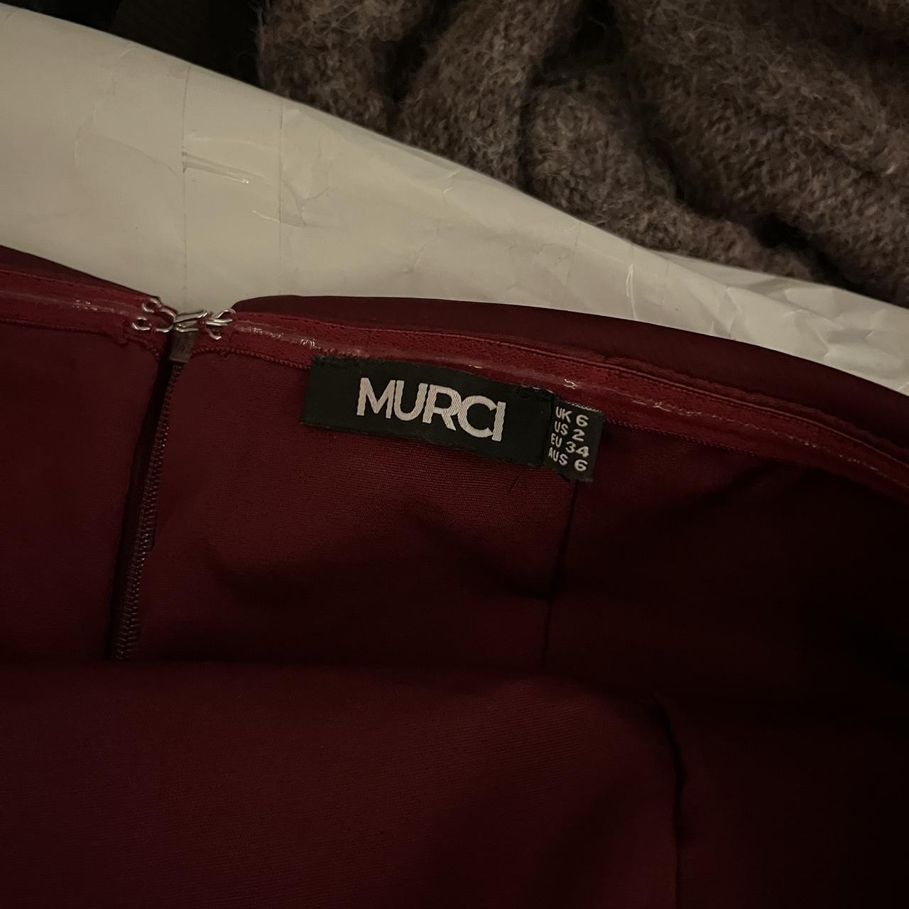 Burgundy Murci boulevard foldover mini dress... - Depop