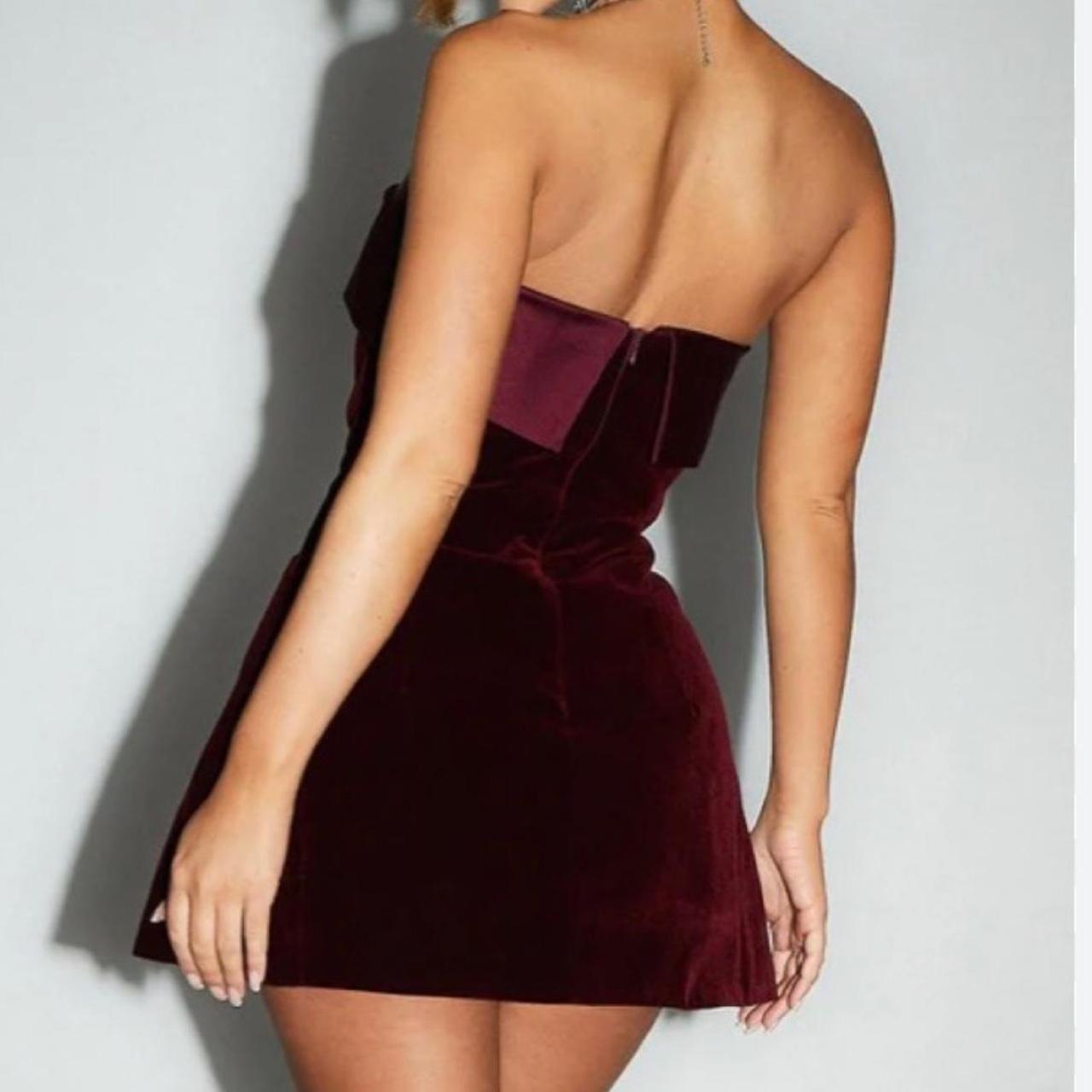 Burgundy Murci boulevard foldover mini dress... - Depop