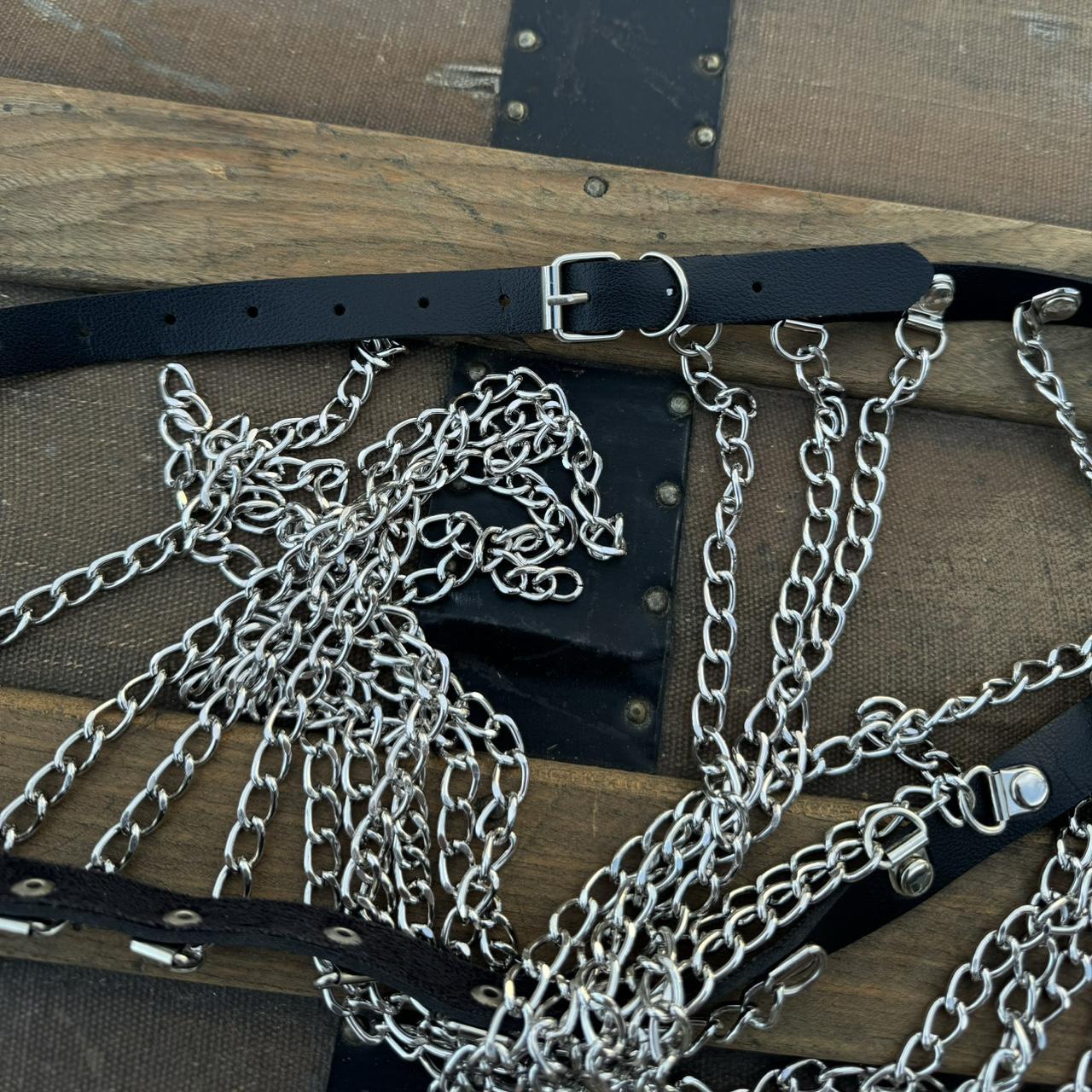 Leather chained belt ⛓️ #chained #belt #chains... - Depop
