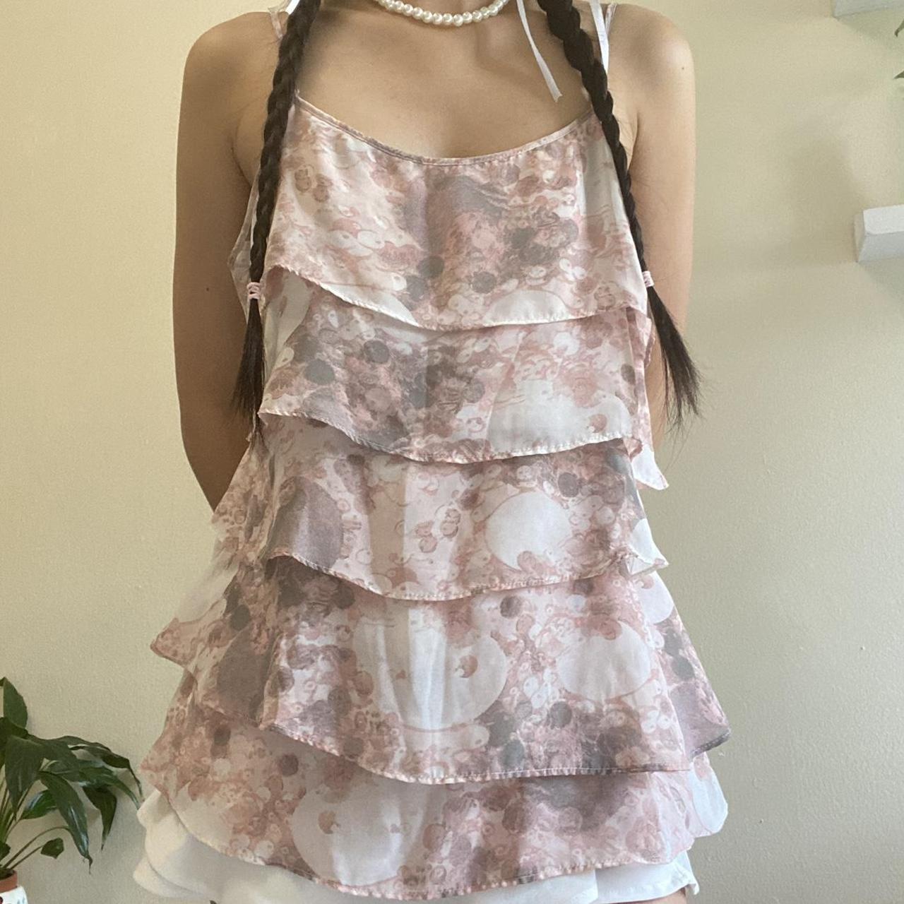 Pink Ruffle tank top camisole 🫶🏼 non tracked... | Depop