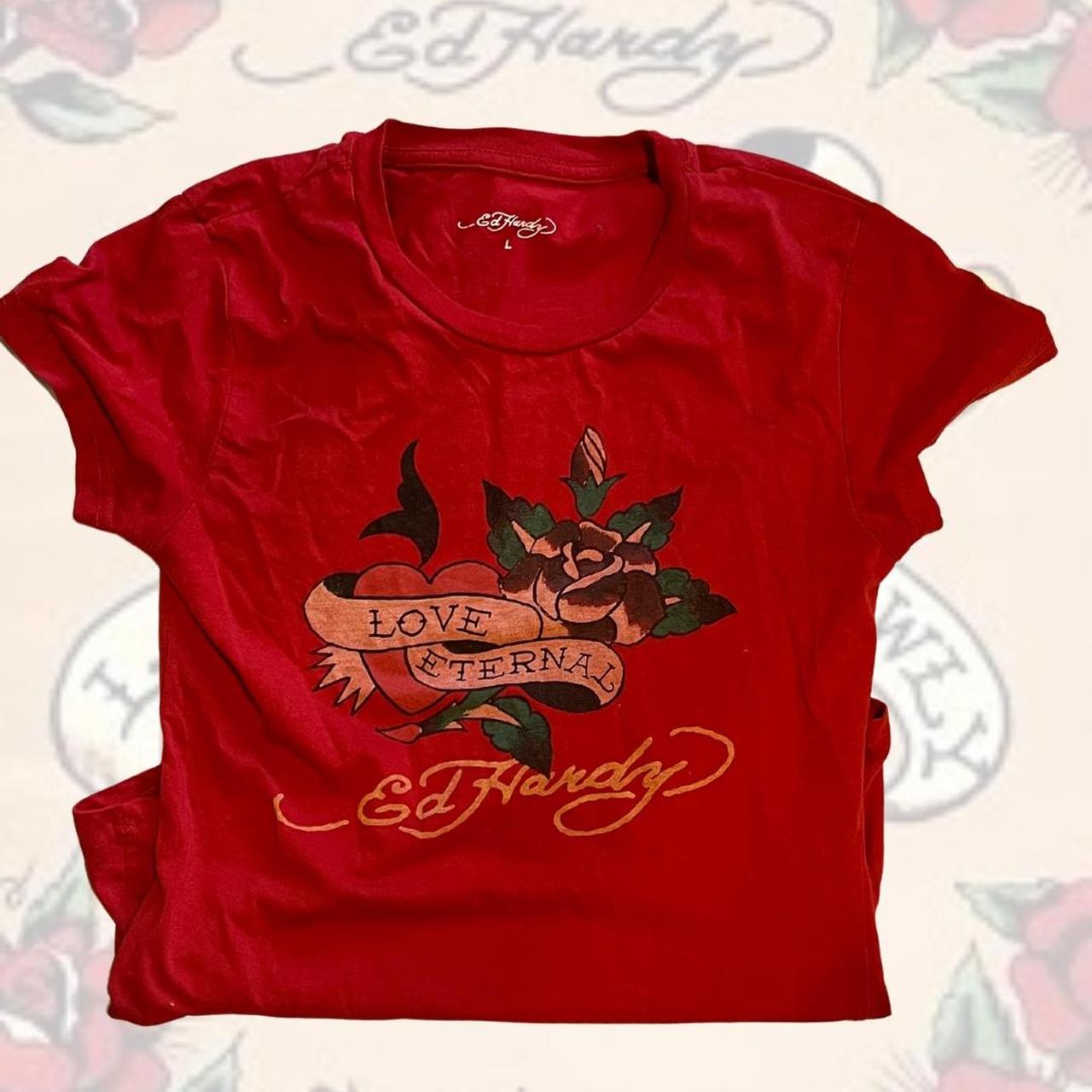 ED HARDY GRAPHIC TEE size L (I am a size small and... - Depop