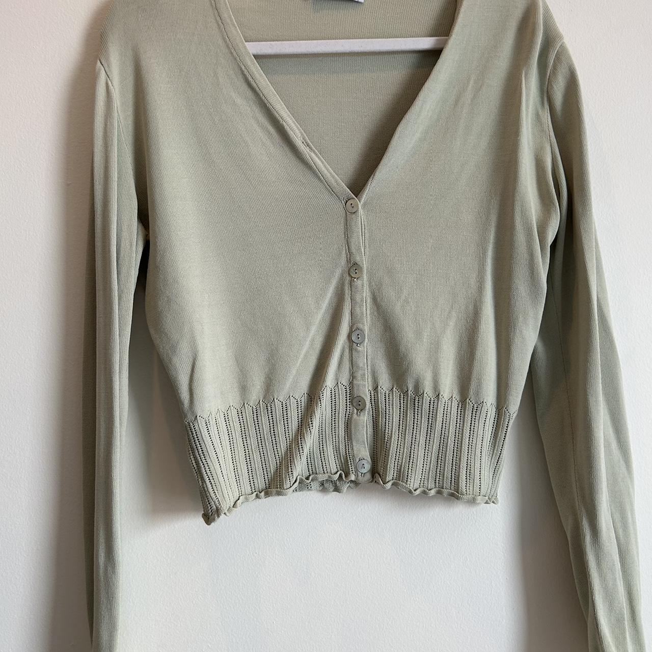 Alberta Ferretti sage green cardigan Size M - Depop