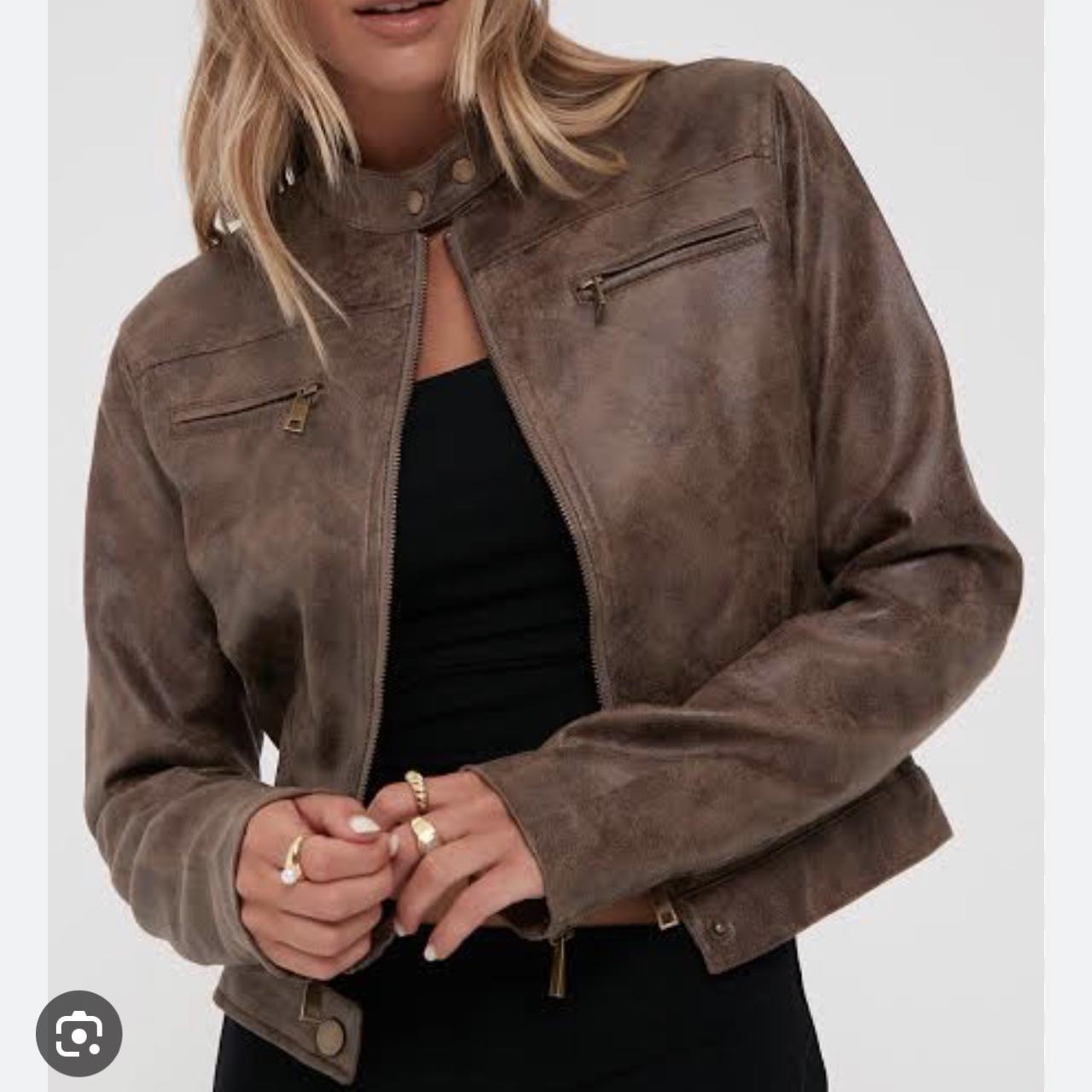 Lioness Brown Leather Jacket Perfect Condition Depop
