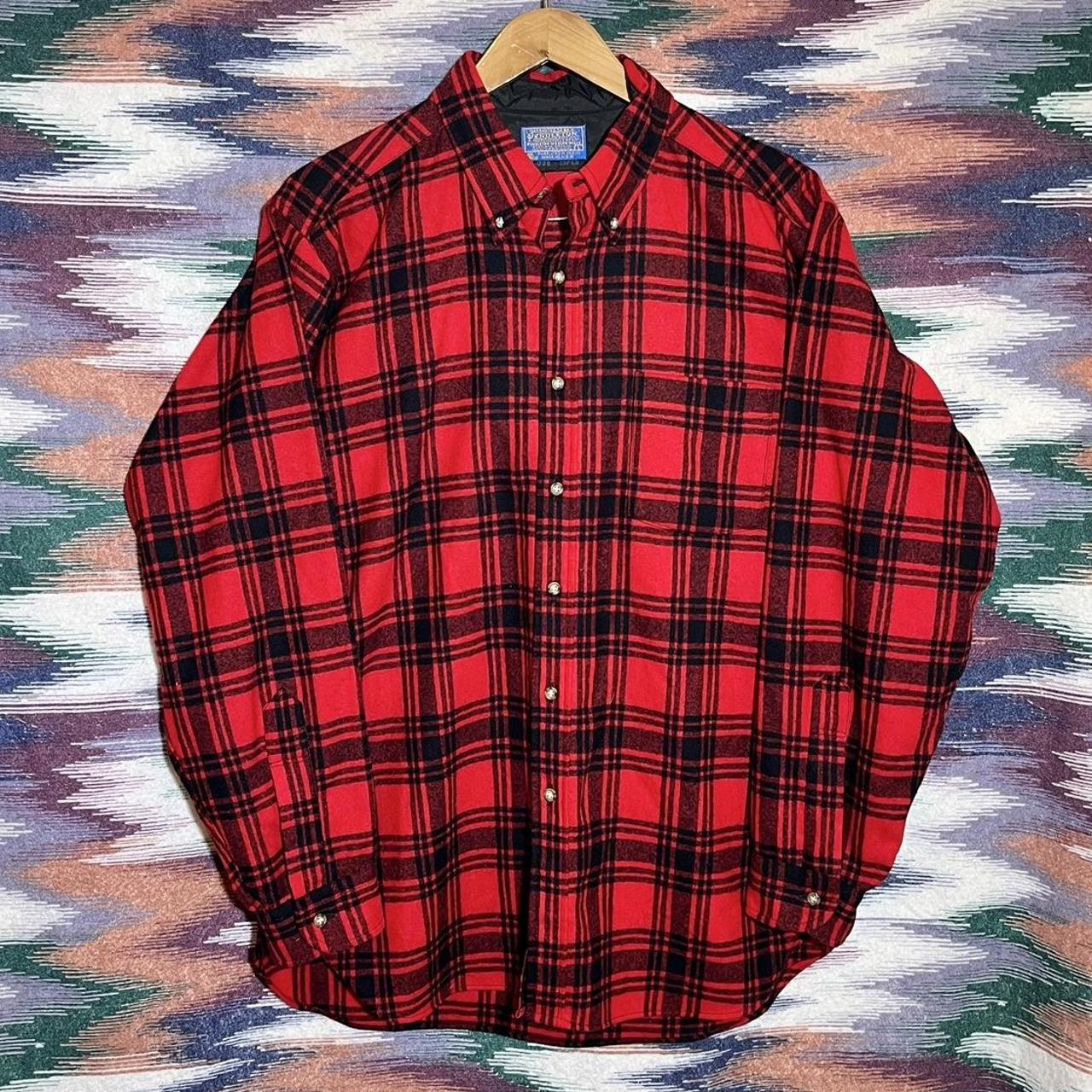 Vintage Pendleton Flannel 90s Plaid Red and Black... - Depop