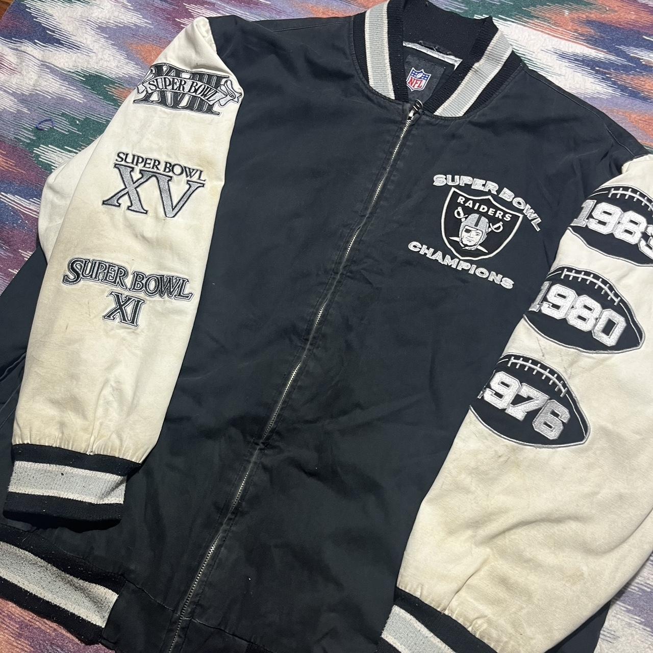 Vintage Raiders Super Bowl Jacket 5XL Full Zip Up... - Depop