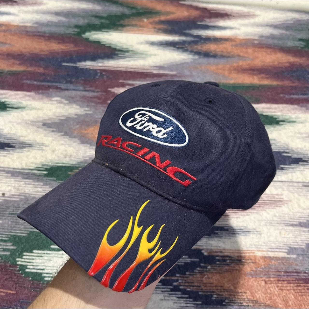 Vintage Ford Racing Hat Flame Nascar embroidered... - Depop