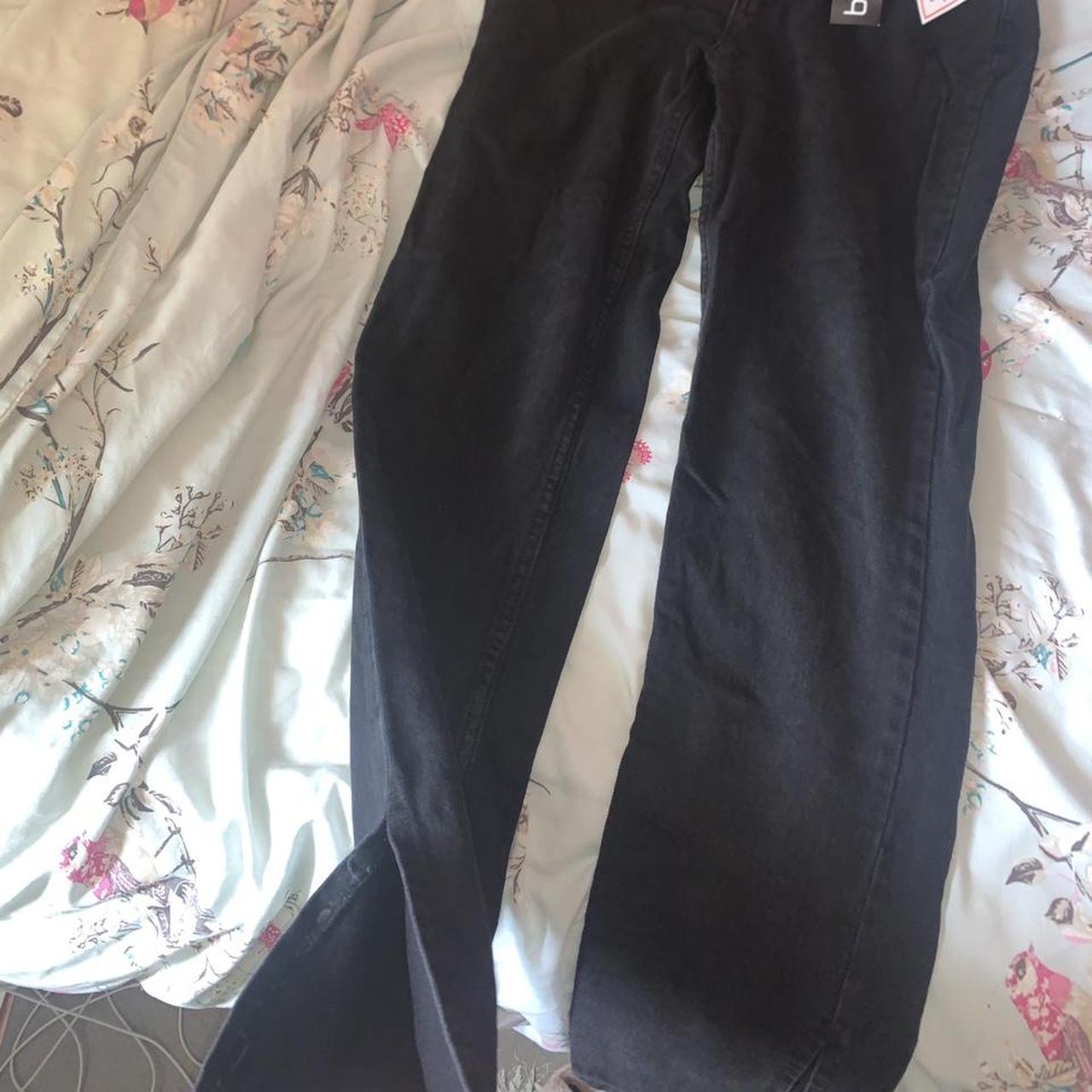 Boohoo petite side split black hem jeans New with... - Depop