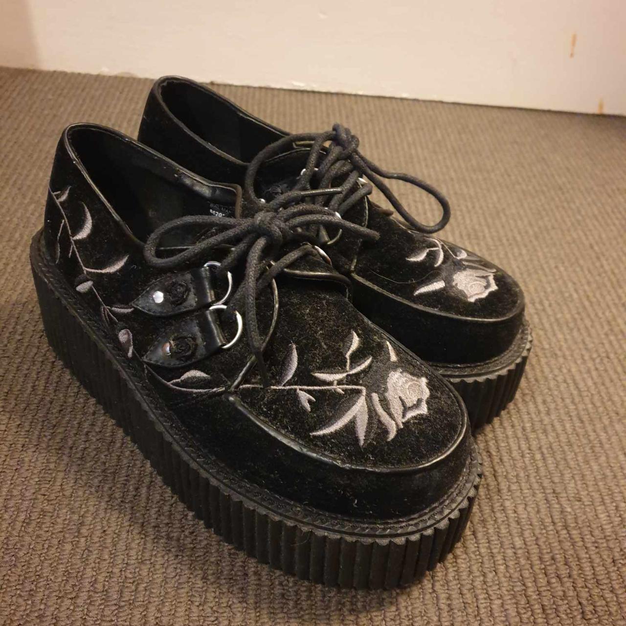 Velvet embroidered platform creepers. Very good... - Depop