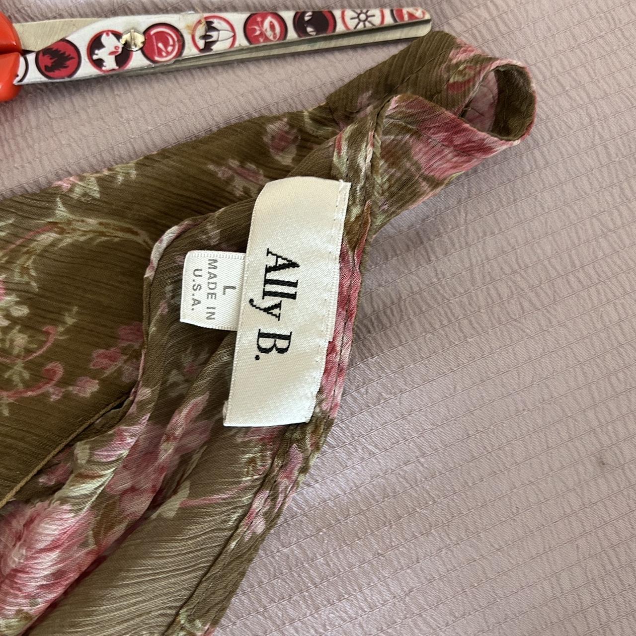 deadstock early 2000s y2k pink brown flowy tie back... - Depop