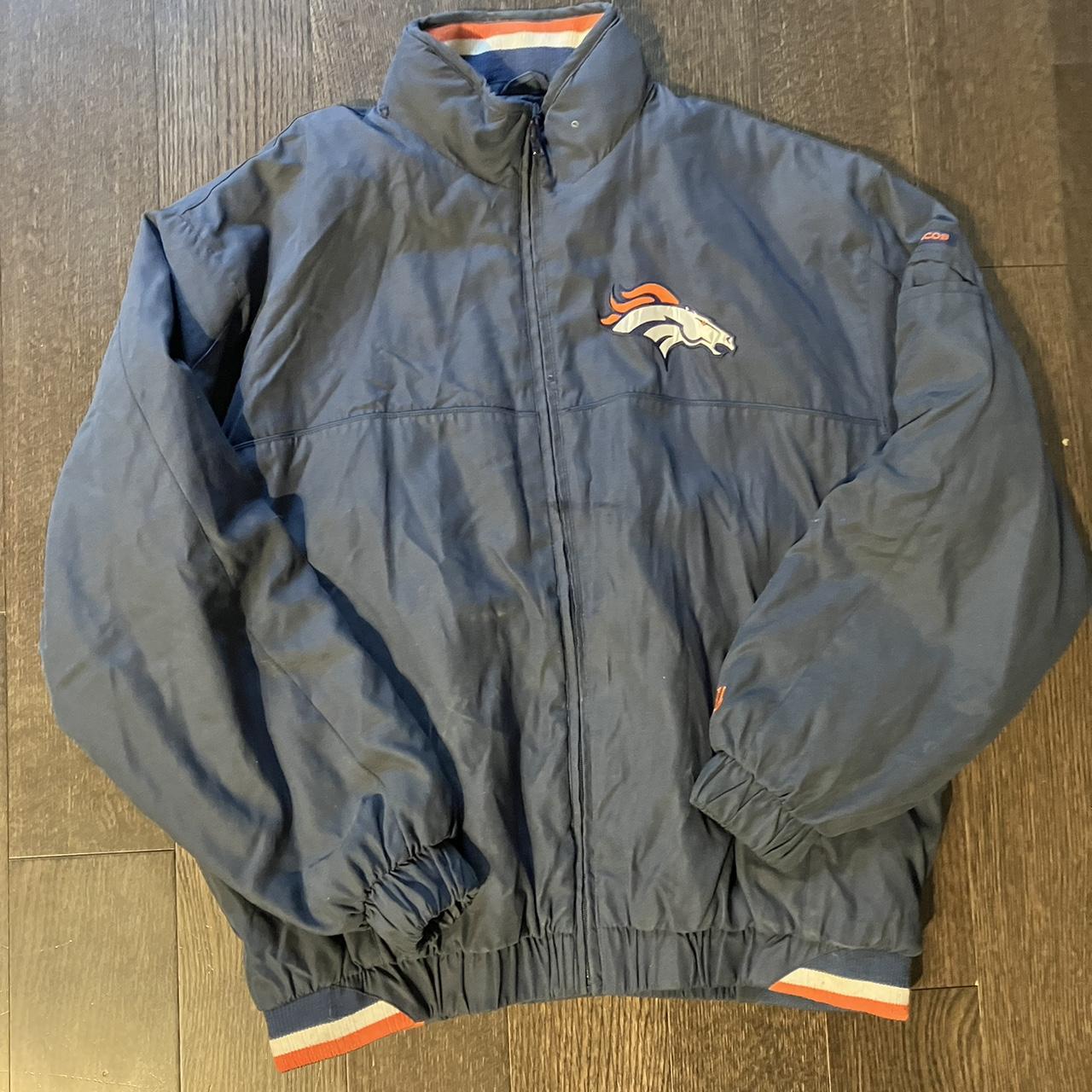 NFL Men's Navy and Orange Jacket | Depop